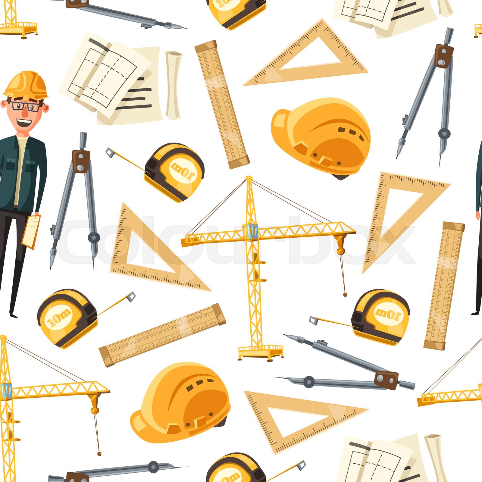 Engineer and architect tools, seamless pattern | Stock vector | Colourbox