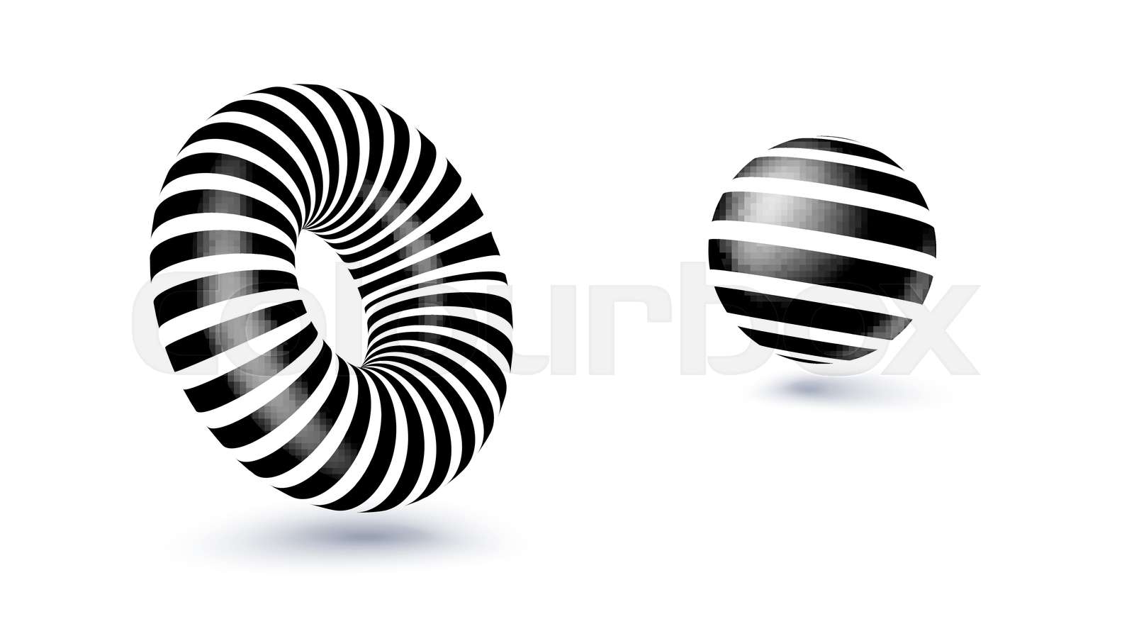 Abstract geometric shapes. Black and white form isolated on white. 3d ...