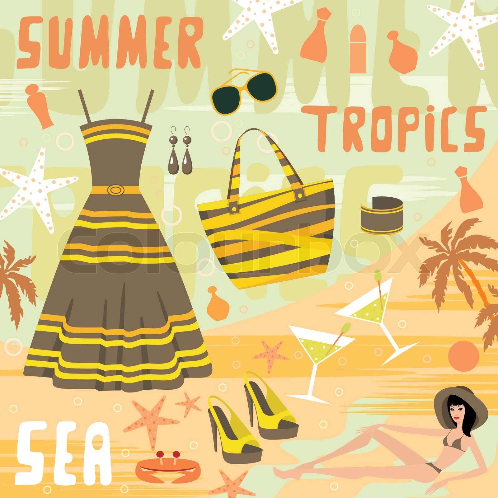 Fashion set summer clothes | Stock vector | Colourbox