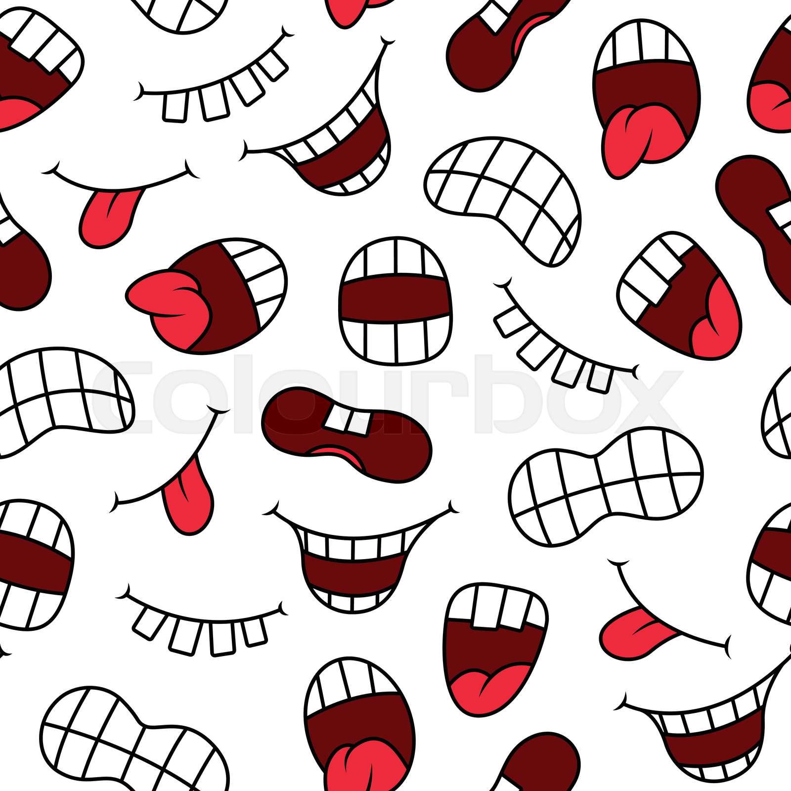 Cartoon funny mouth with different expressions | Stock vector | Colourbox
