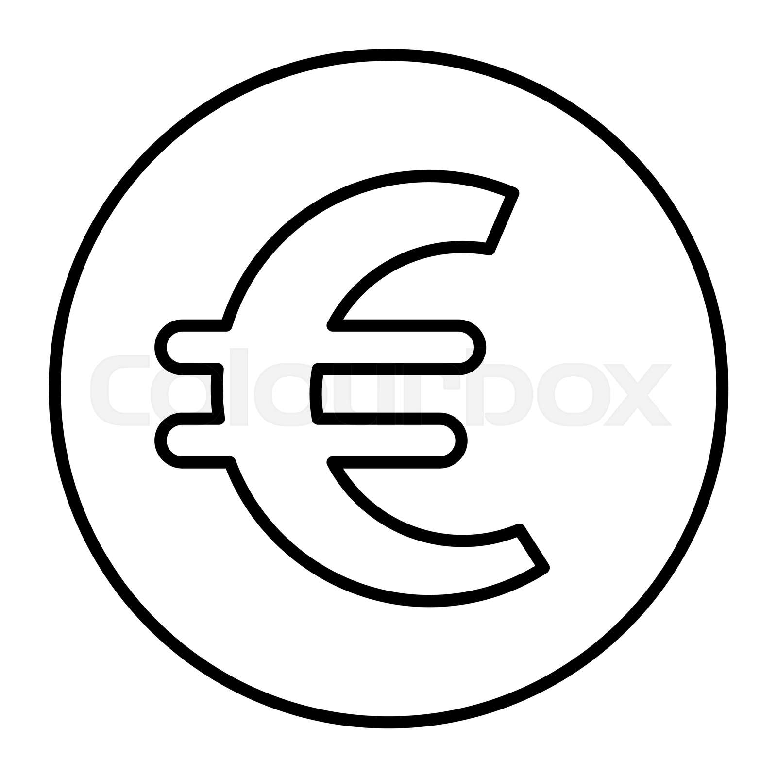 Euro sign in circle thin line icon. Euro coin y vector illustration ...