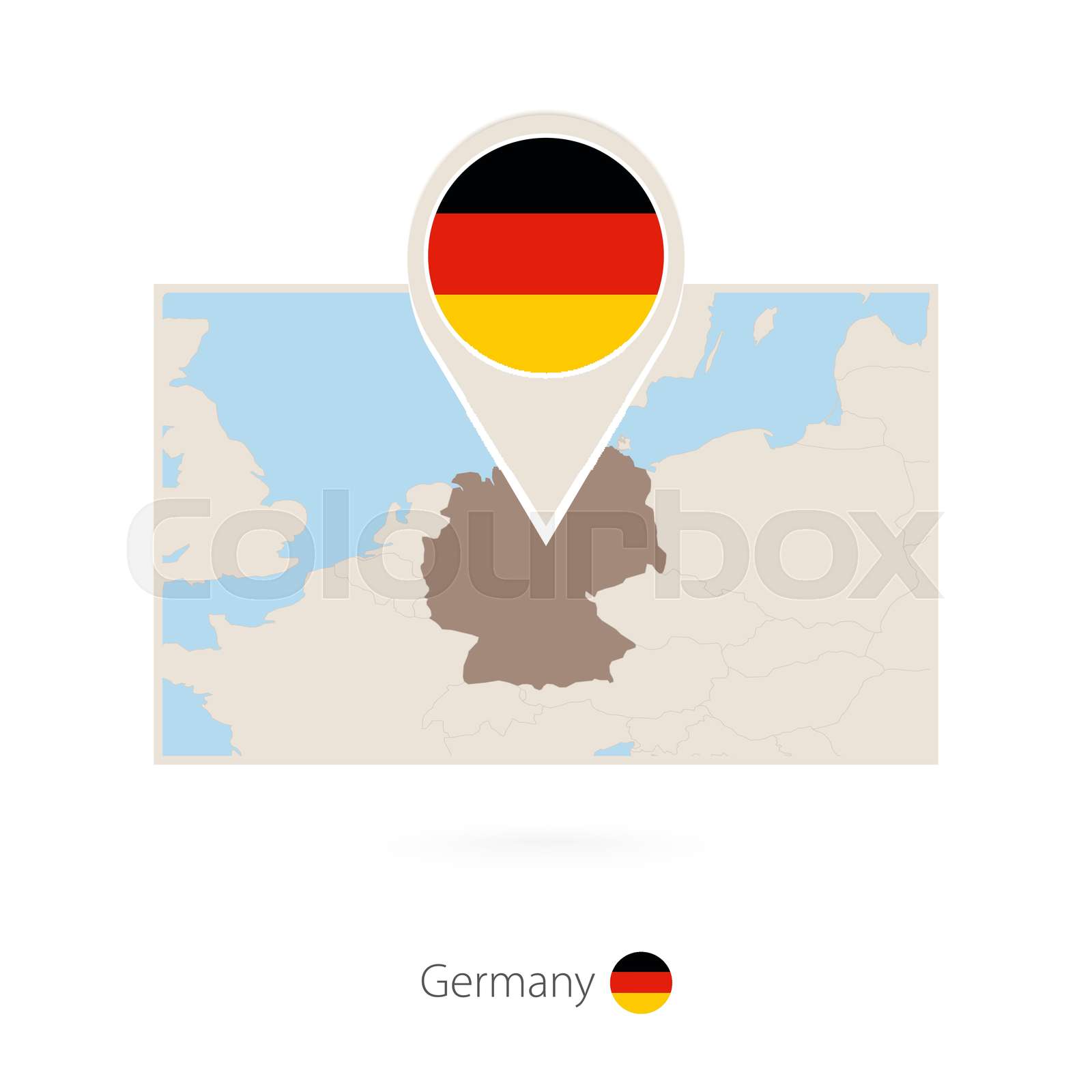 Rectangular map of Germany with pin icon of Germany | Stock vector ...