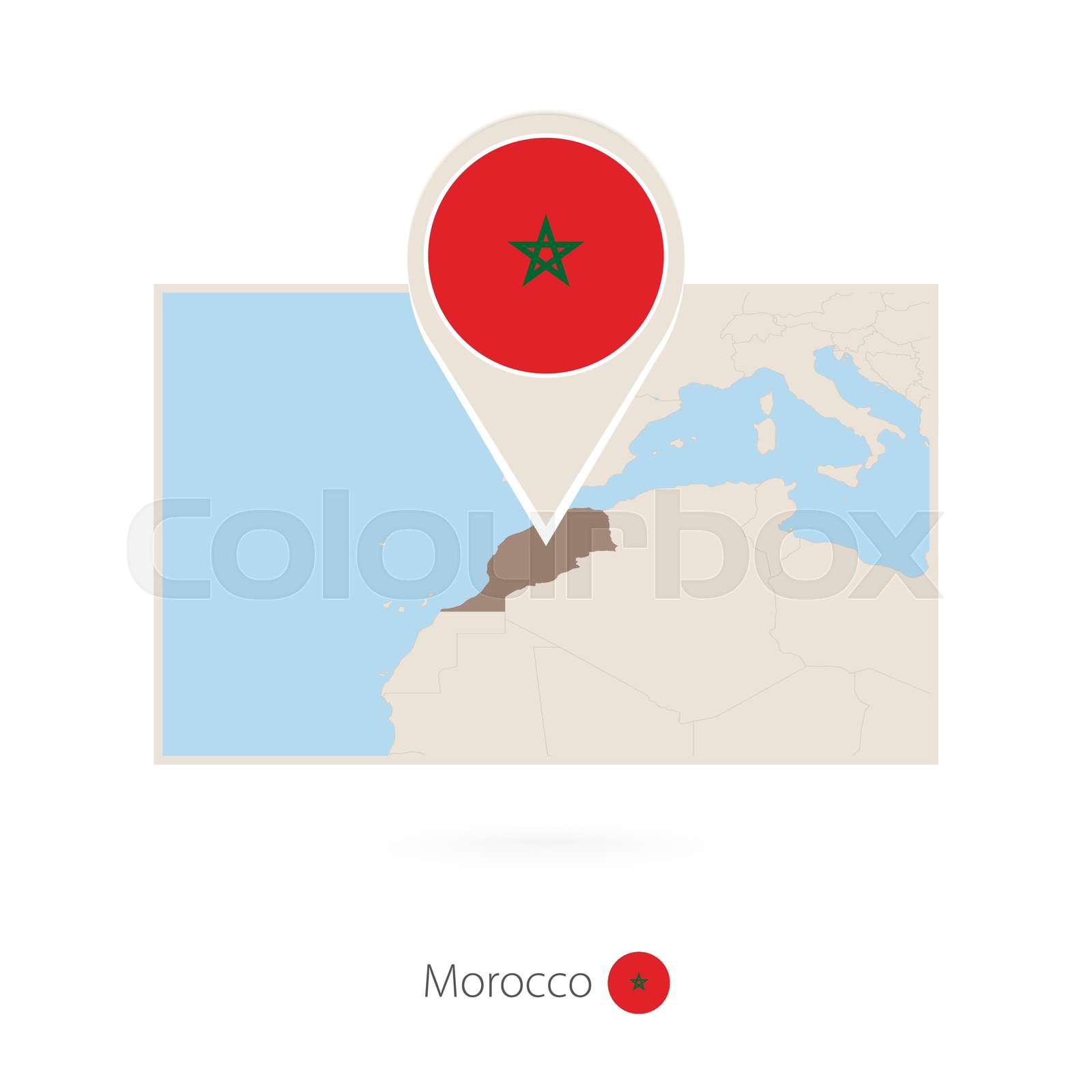 Rectangular map of Morocco with pin icon of Morocco | Stock vector ...