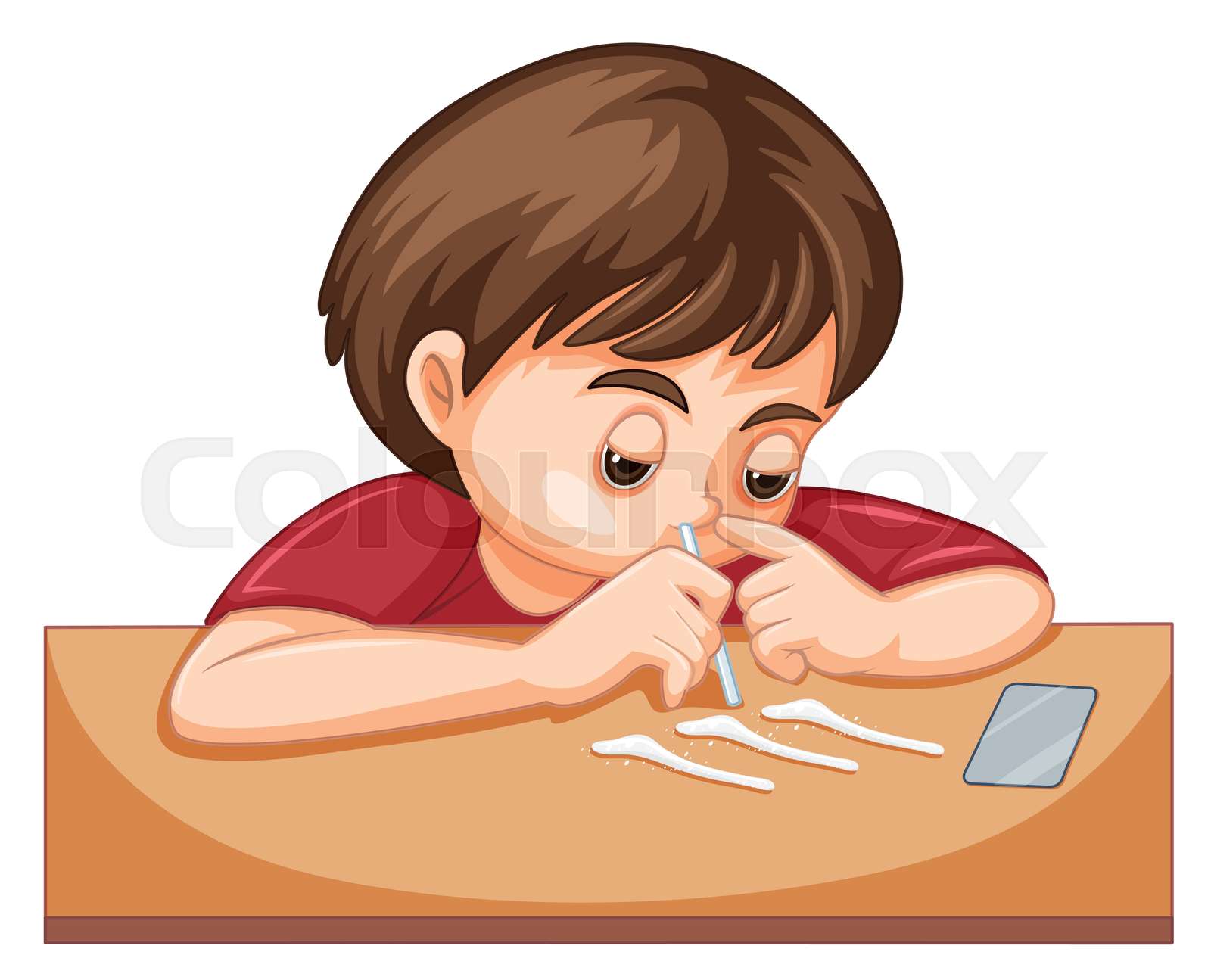 Boy doing cocaine scene | Stock vector | Colourbox