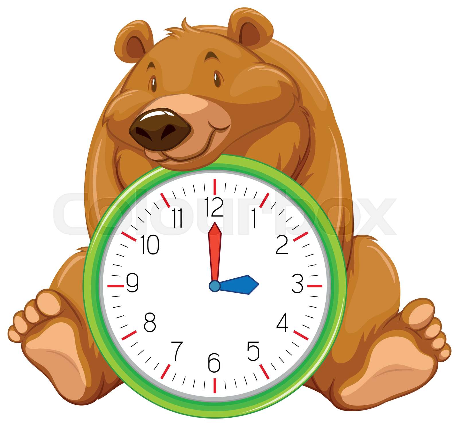 Cartoon bear on clock template | Stock vector | Colourbox