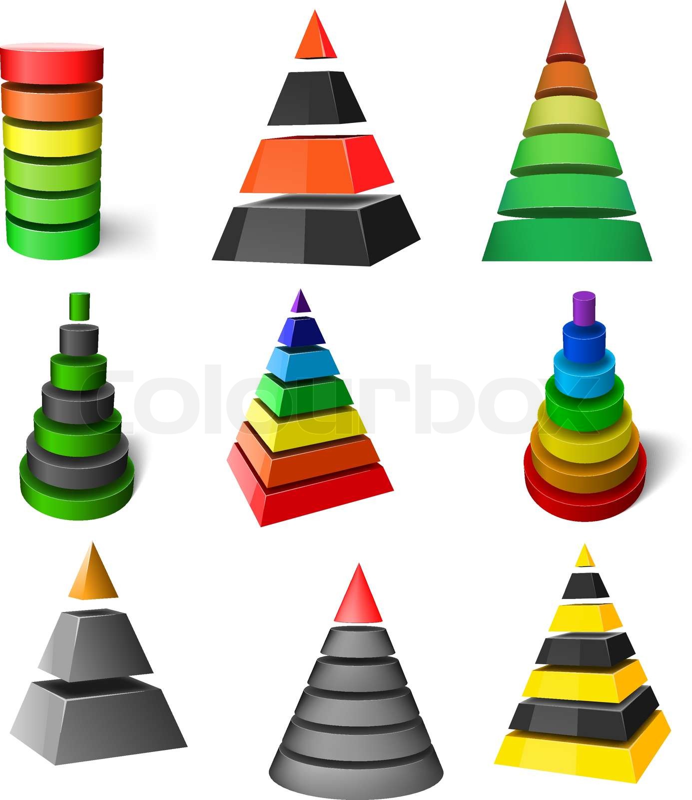 Set of vector pyramids | Stock vector | Colourbox