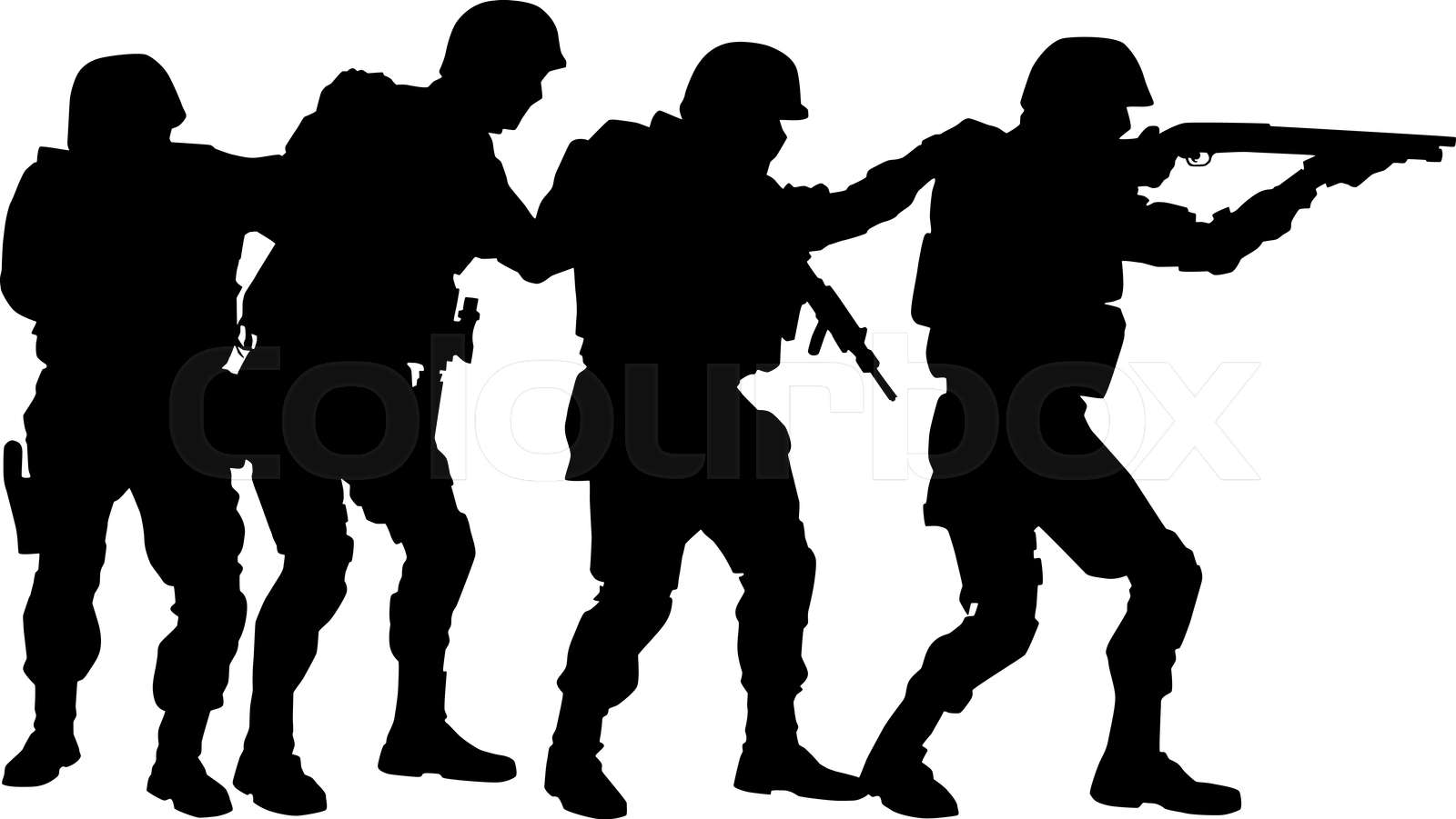 SWAT team in stack formation vector silhouette | Stock vector | Colourbox