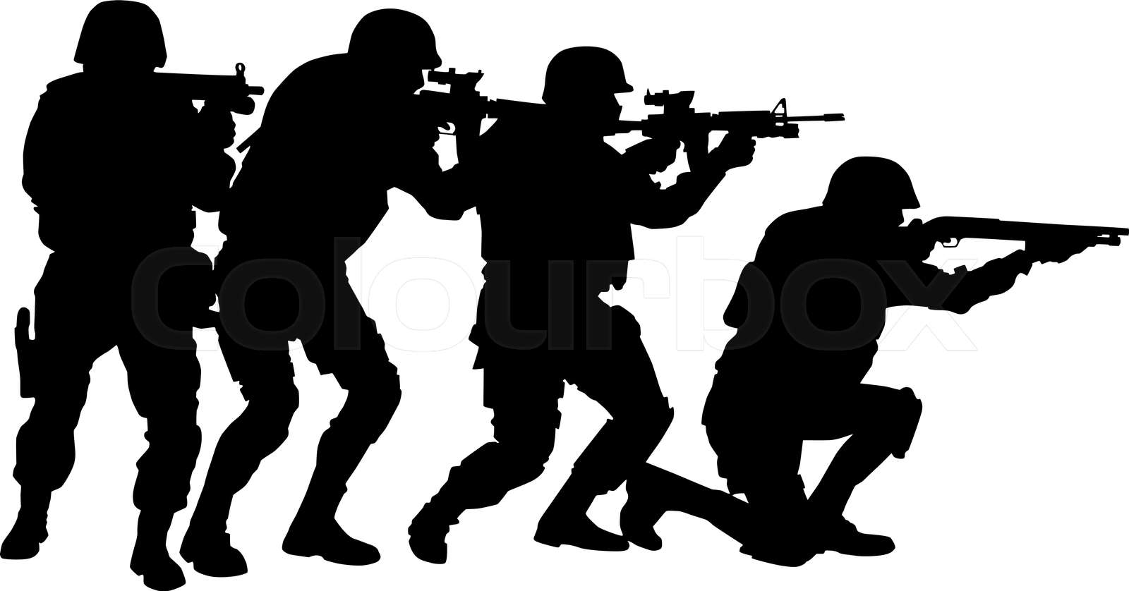 SWAT team in stack formation vector silhouette | Stock vector | Colourbox