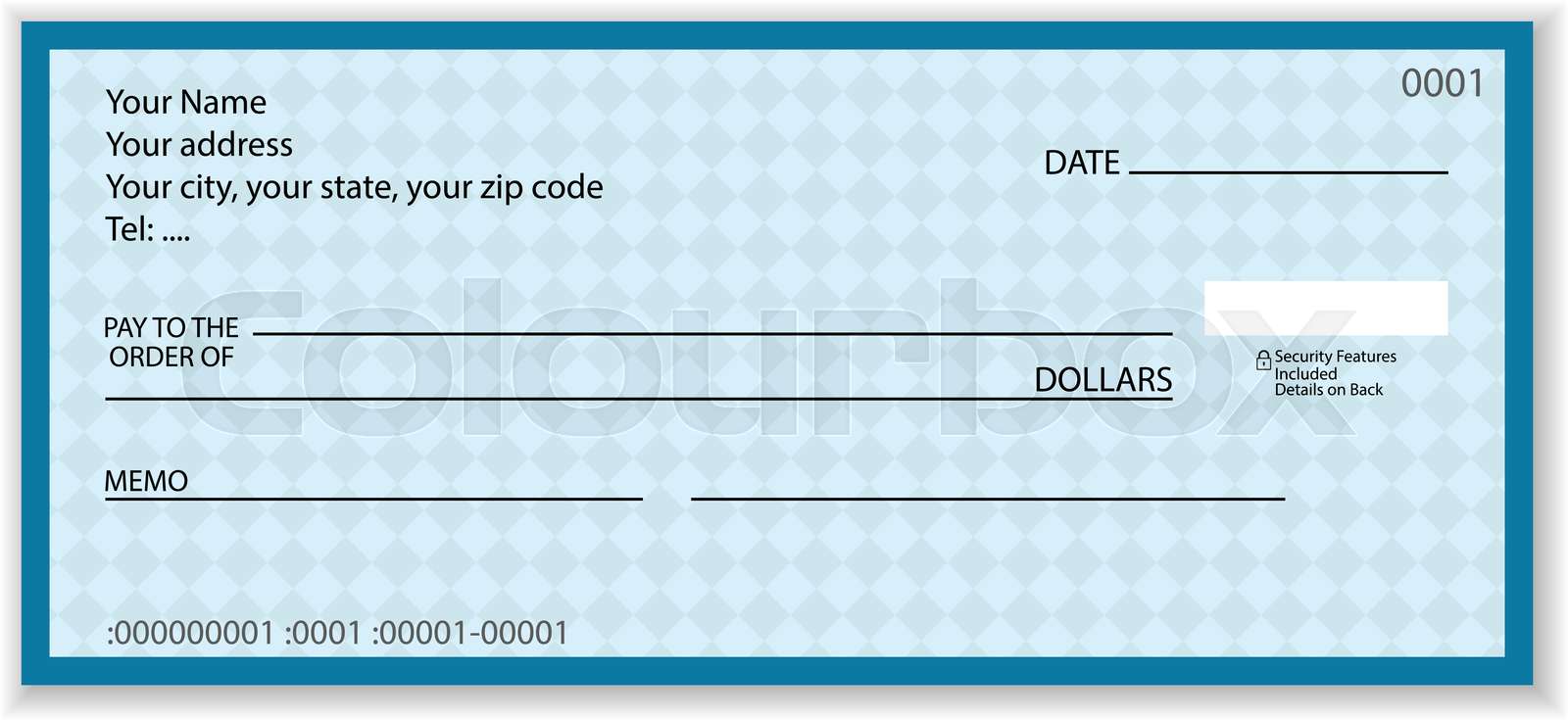 check, penge, checkhæfte | Stock vektor | Colourbox