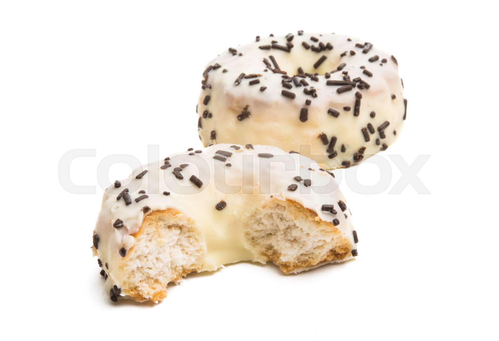 white icing donut isolated | Stock image | Colourbox