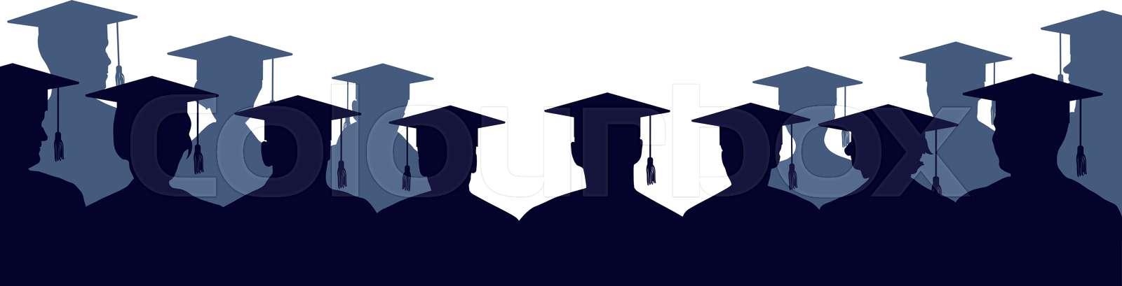 Group of university graduates. Crowd of people of students, in mantles ...