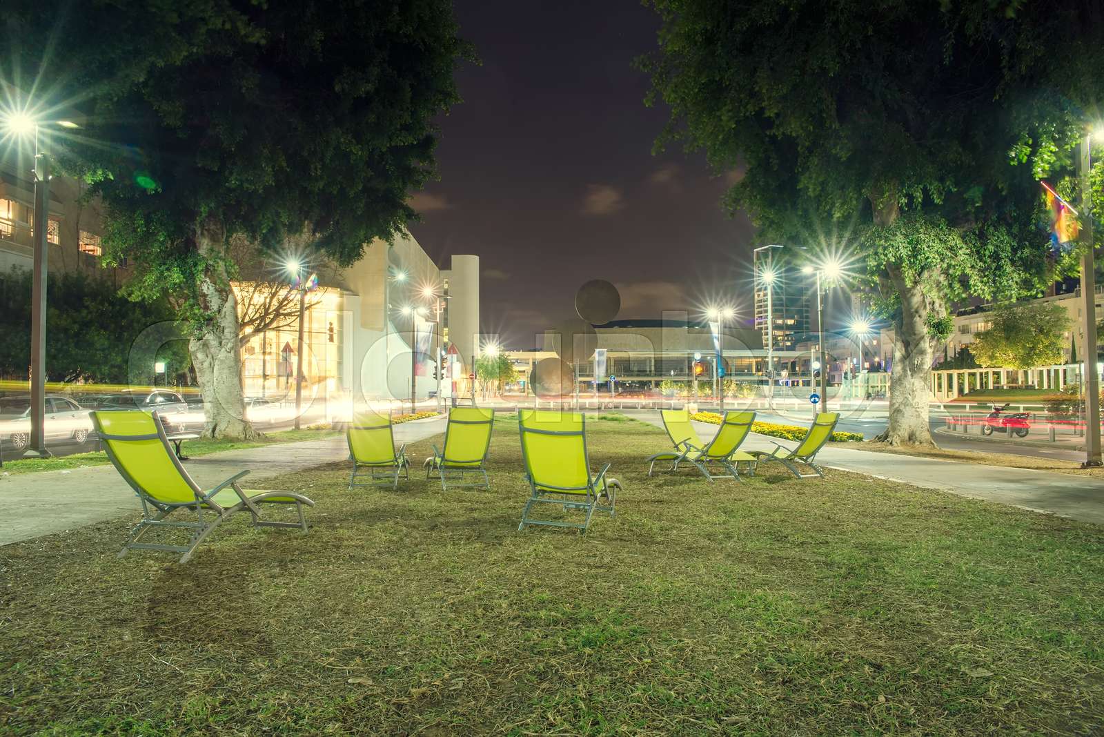 beach chair at night | Stock image | Colourbox