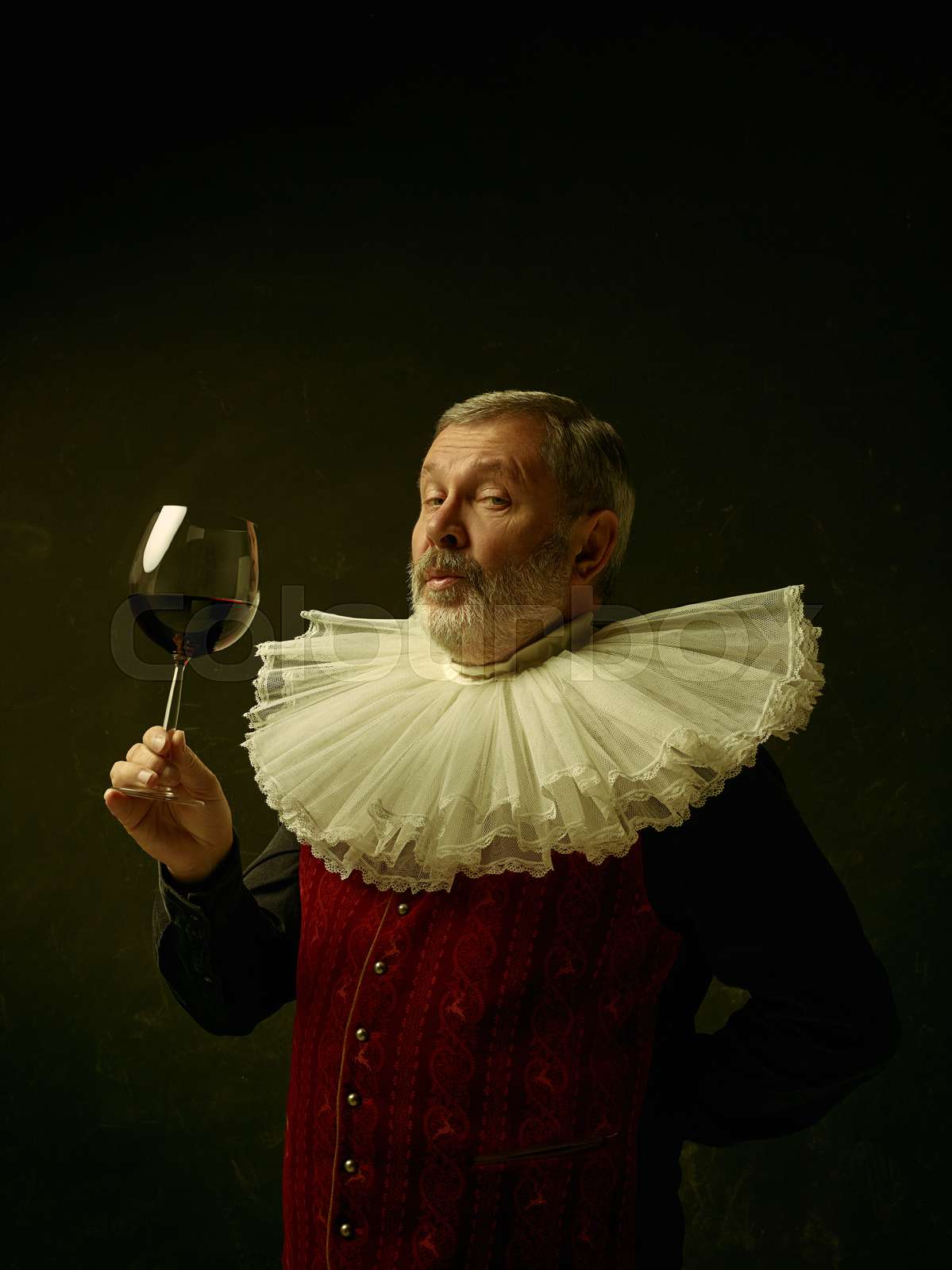 Official portrait of historical governor from the golden age. Studio ...
