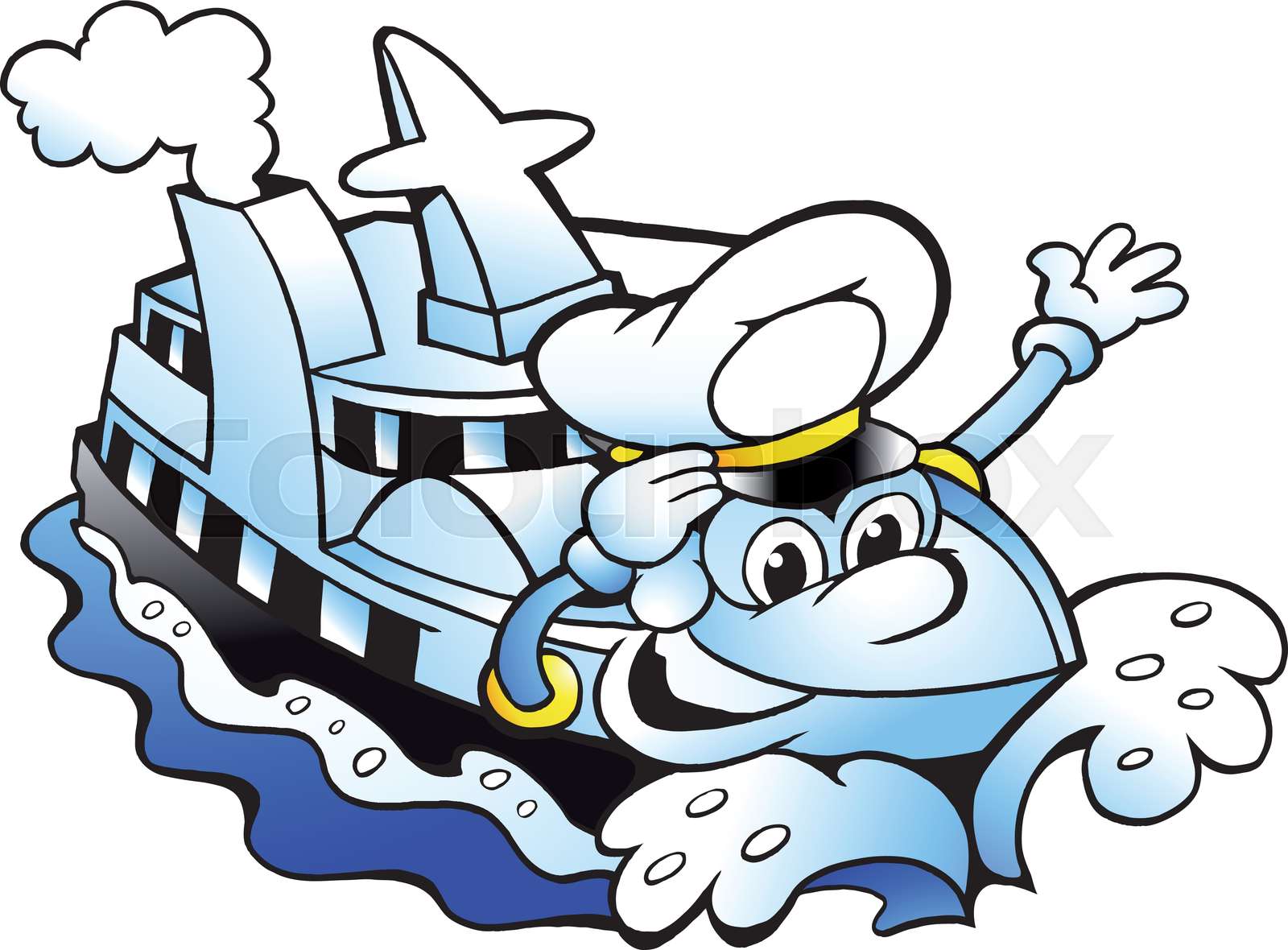 Vector Cartoon illustration of a Happy Cruise Ship Captain Mascot ...