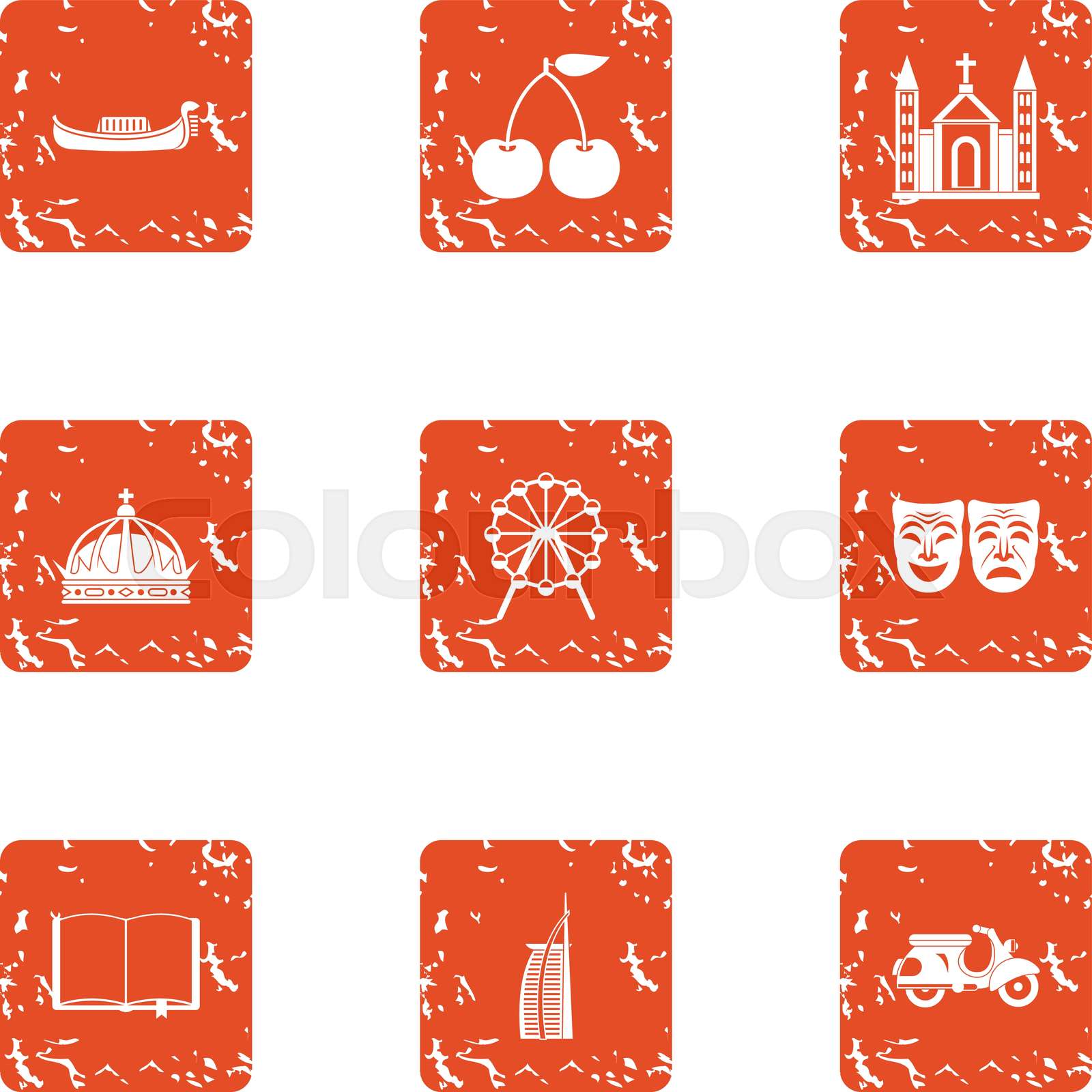 Theocracy icons set, grunge style | Stock vector | Colourbox