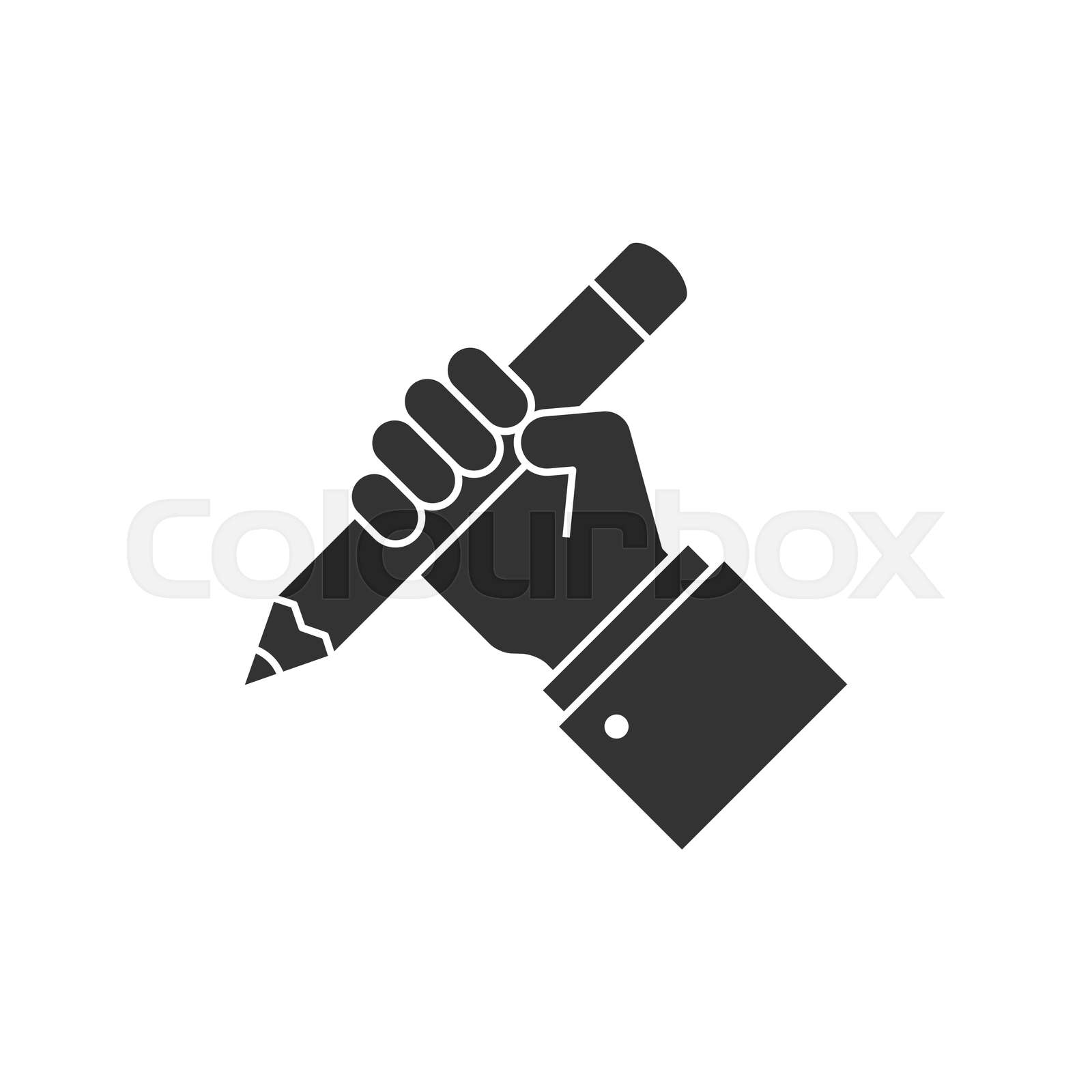 Hand holding pencil icon | Stock vector | Colourbox