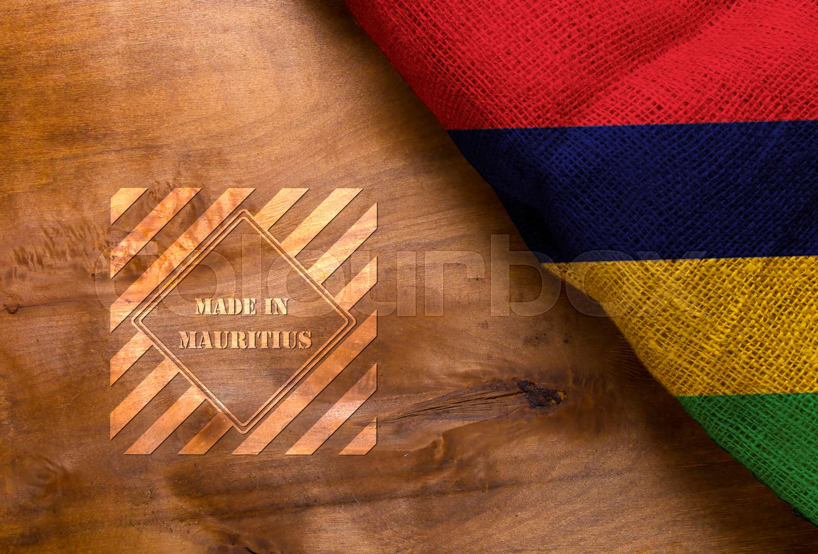Flag and symbol made in Mauritius | Stock image | Colourbox