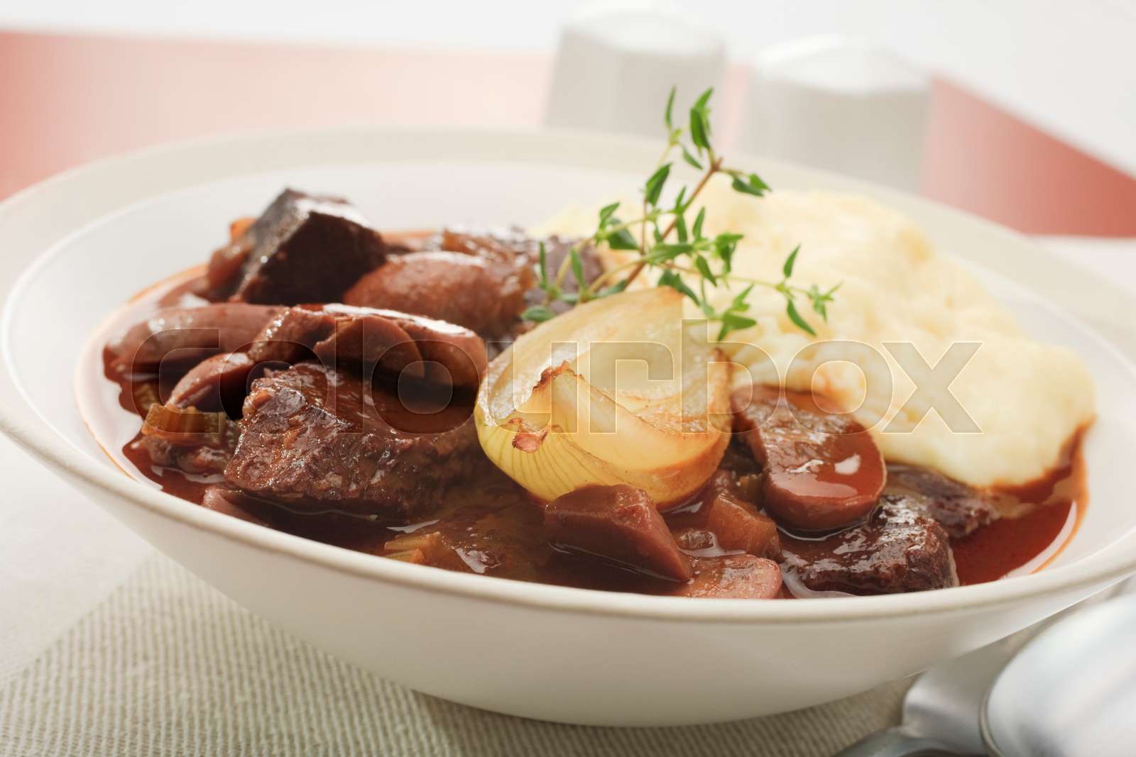 Beef Stew With Onion and Mash Mashed Potato | Stock image | Colourbox