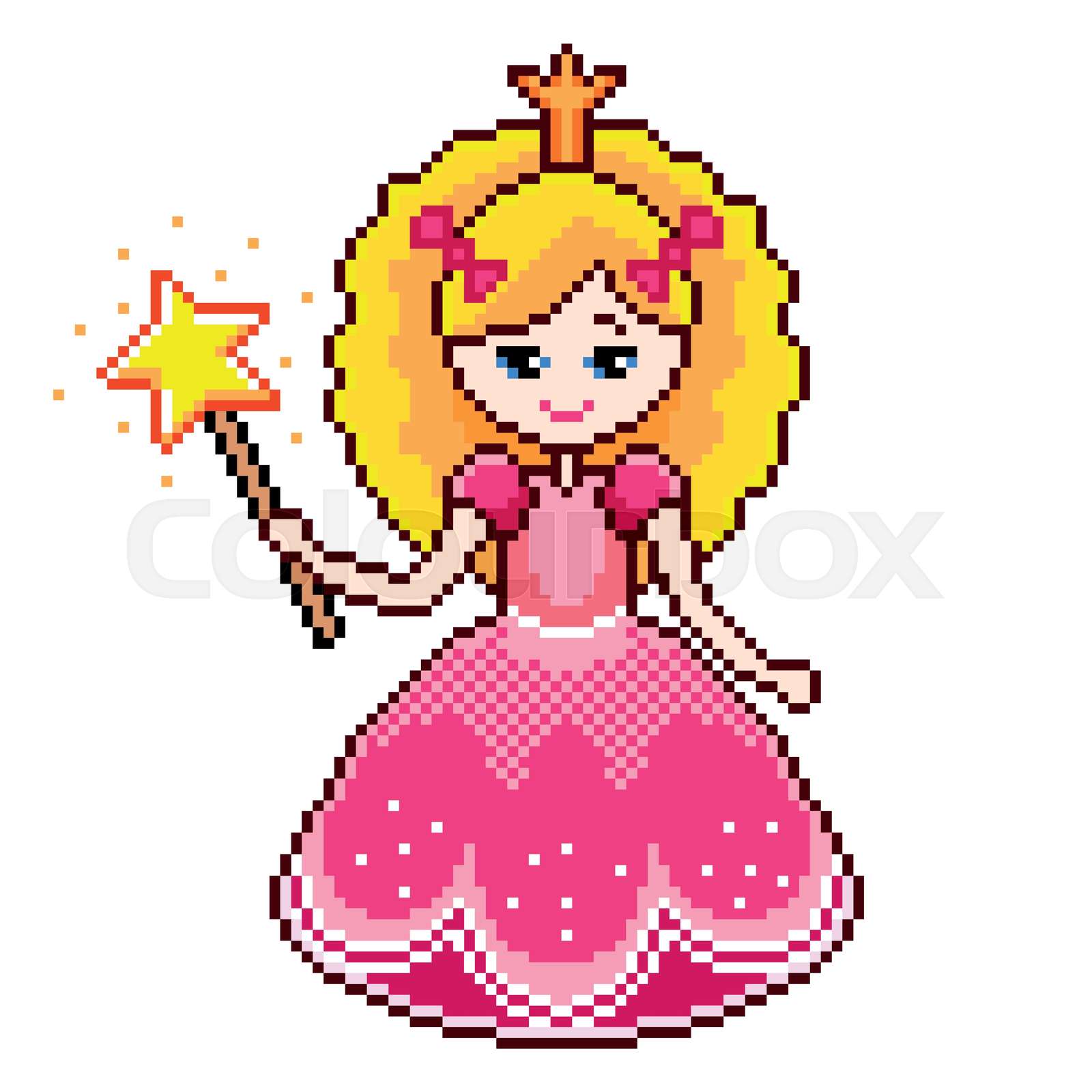 Pixel cute princess detailed illustration isolated vector | Stock ...