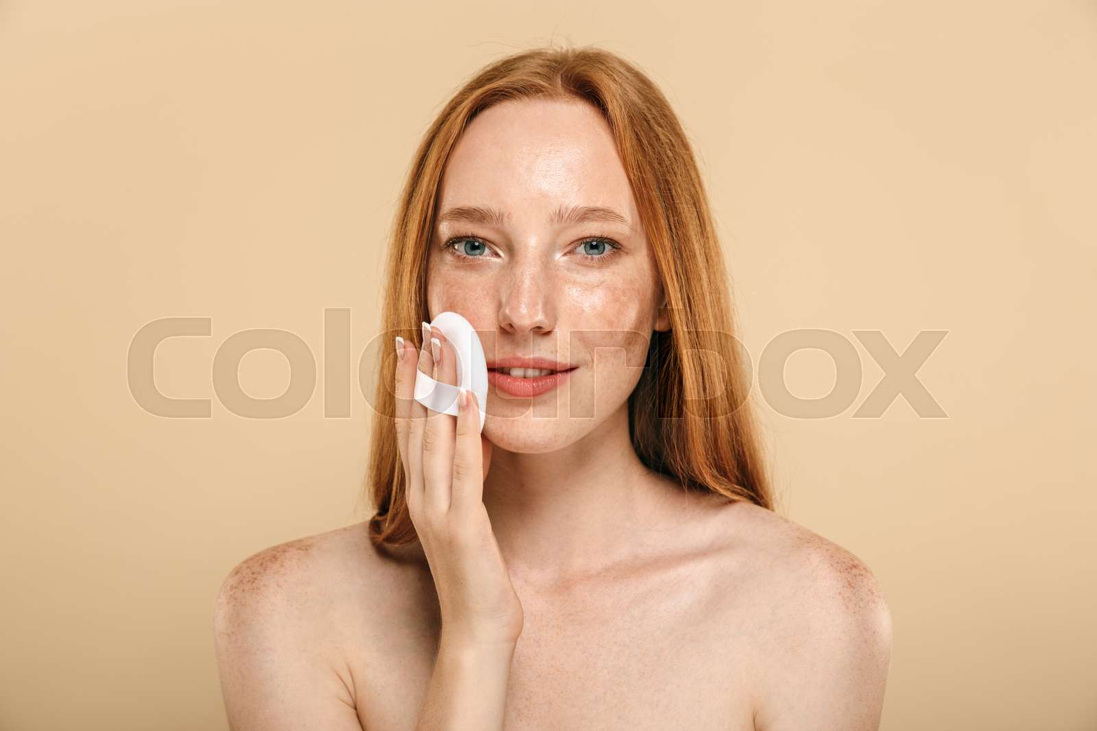 Beauty Portrait Of A Fresh Young Redhead Topless Woman Stock Image