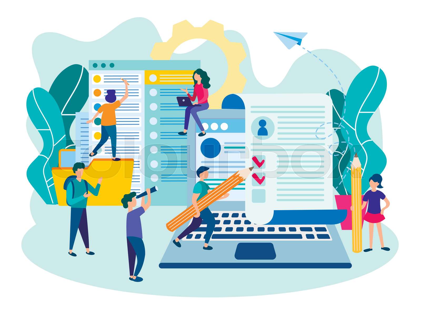 People fill out a form online | Stock vector | Colourbox