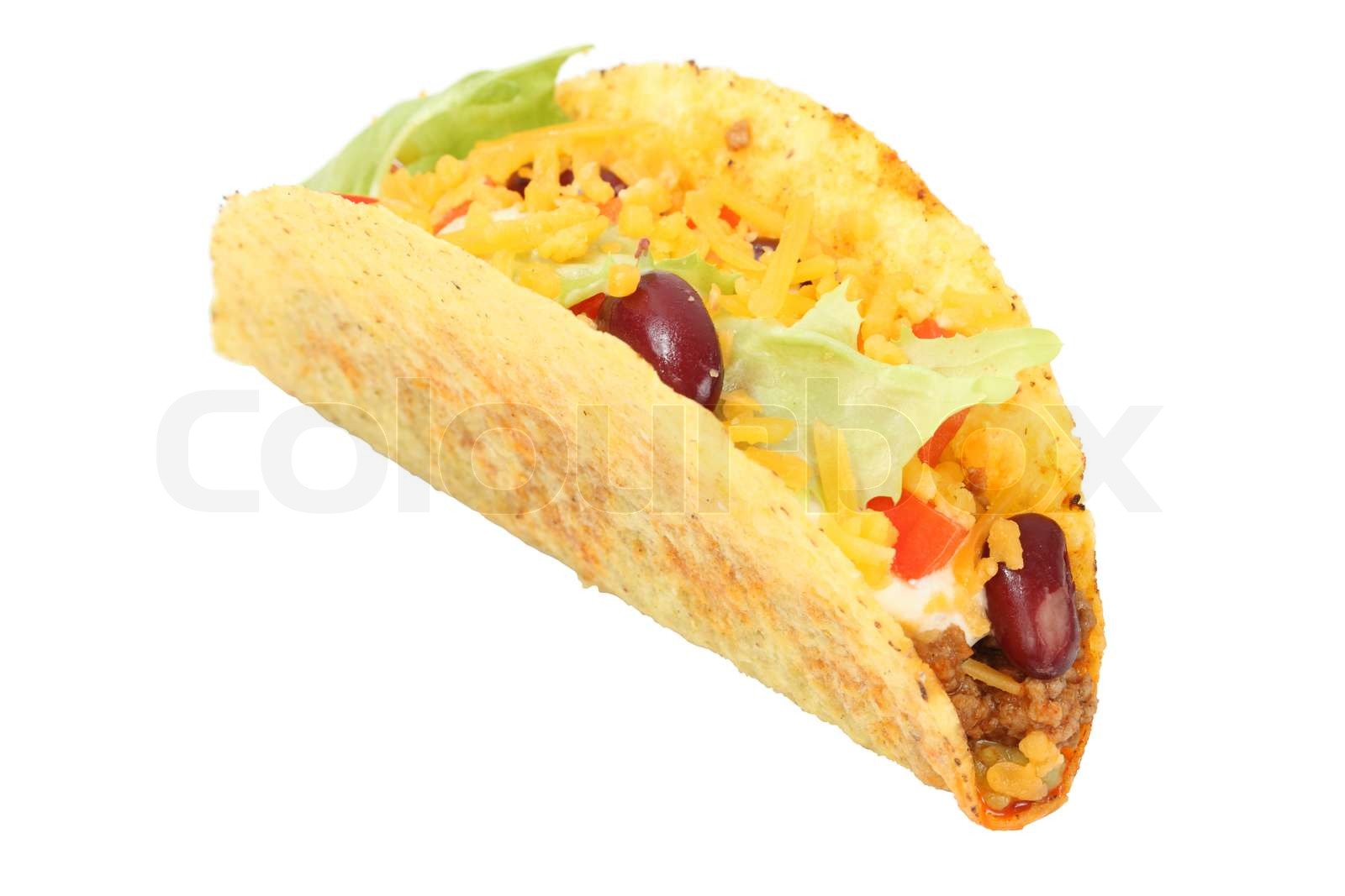 Mexican taco isolated over white background | Stock image | Colourbox