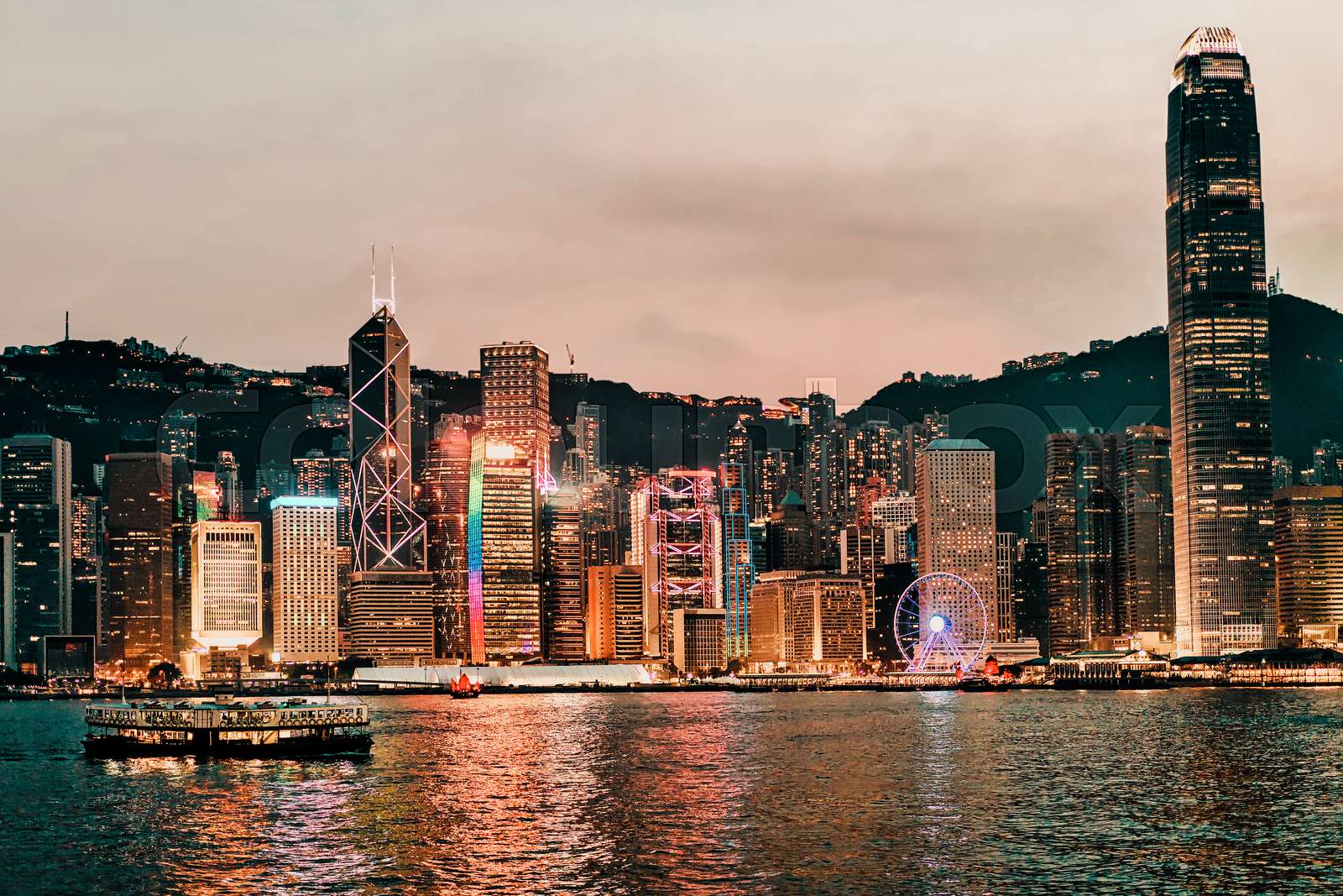 Skyline in Victoria Harbor HK | Stock image | Colourbox