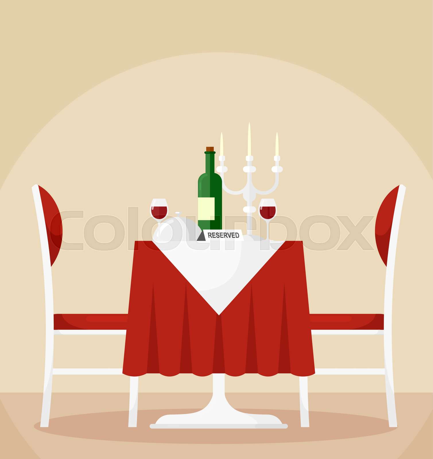 Vector illustration of reserved dining table and chairs for two people ...