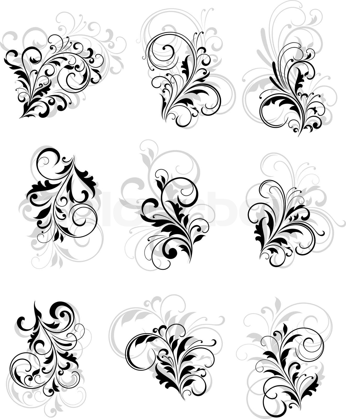 Flourish elements with reflection | Stock vector | Colourbox