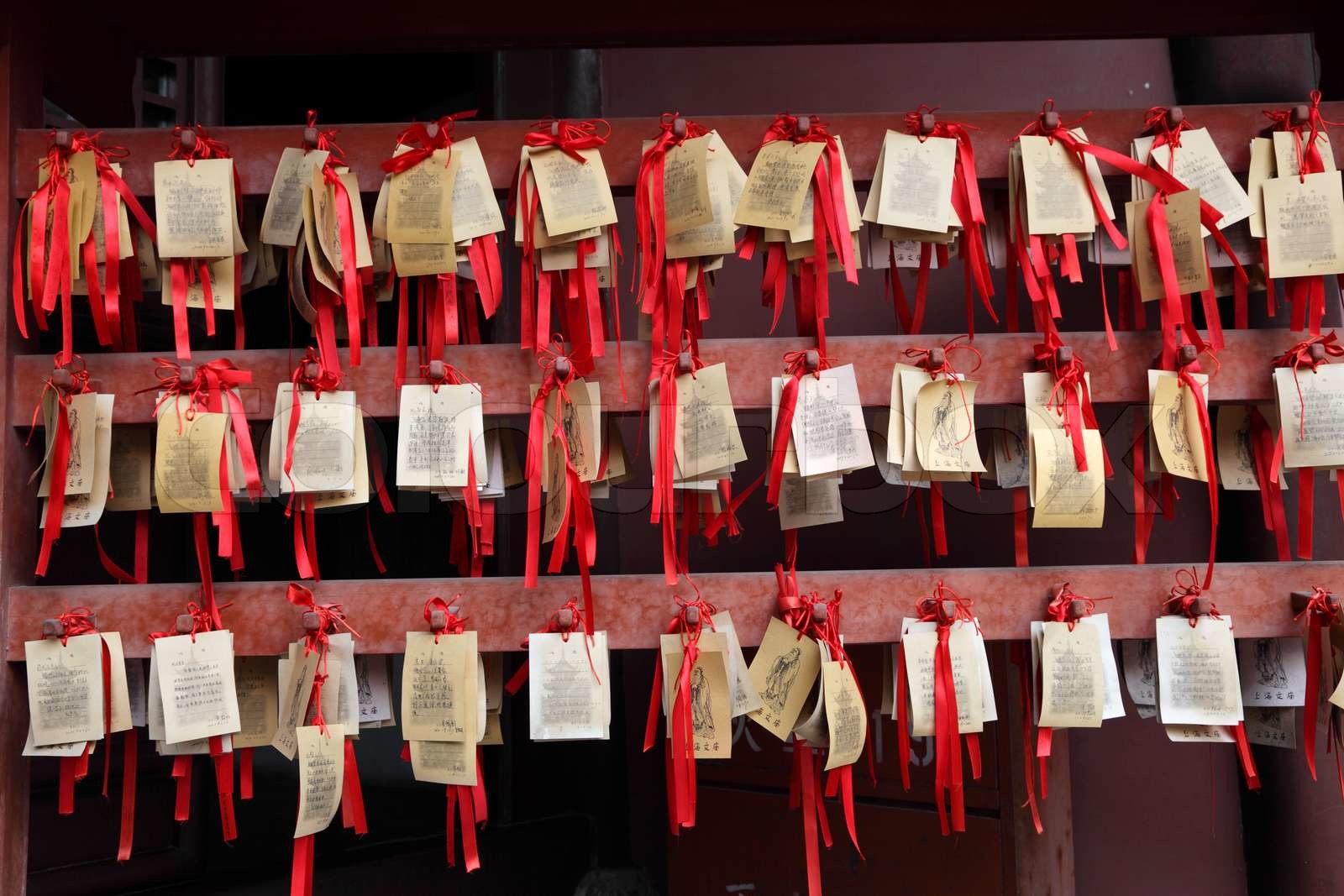 Paper prayers and wishes at Temple of Confucius in Shanghai, China ...