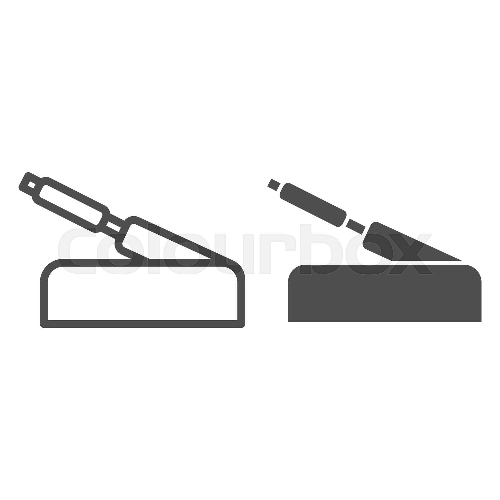 Handbrake line and glyph icon. Car brake handle vector illustration ...