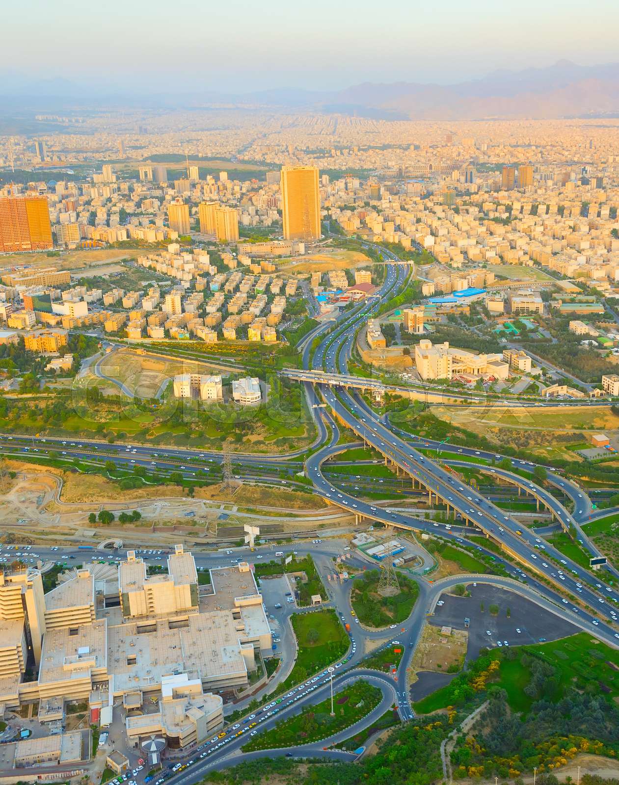 Skyline of Tehran. highway overpass | Stock image | Colourbox