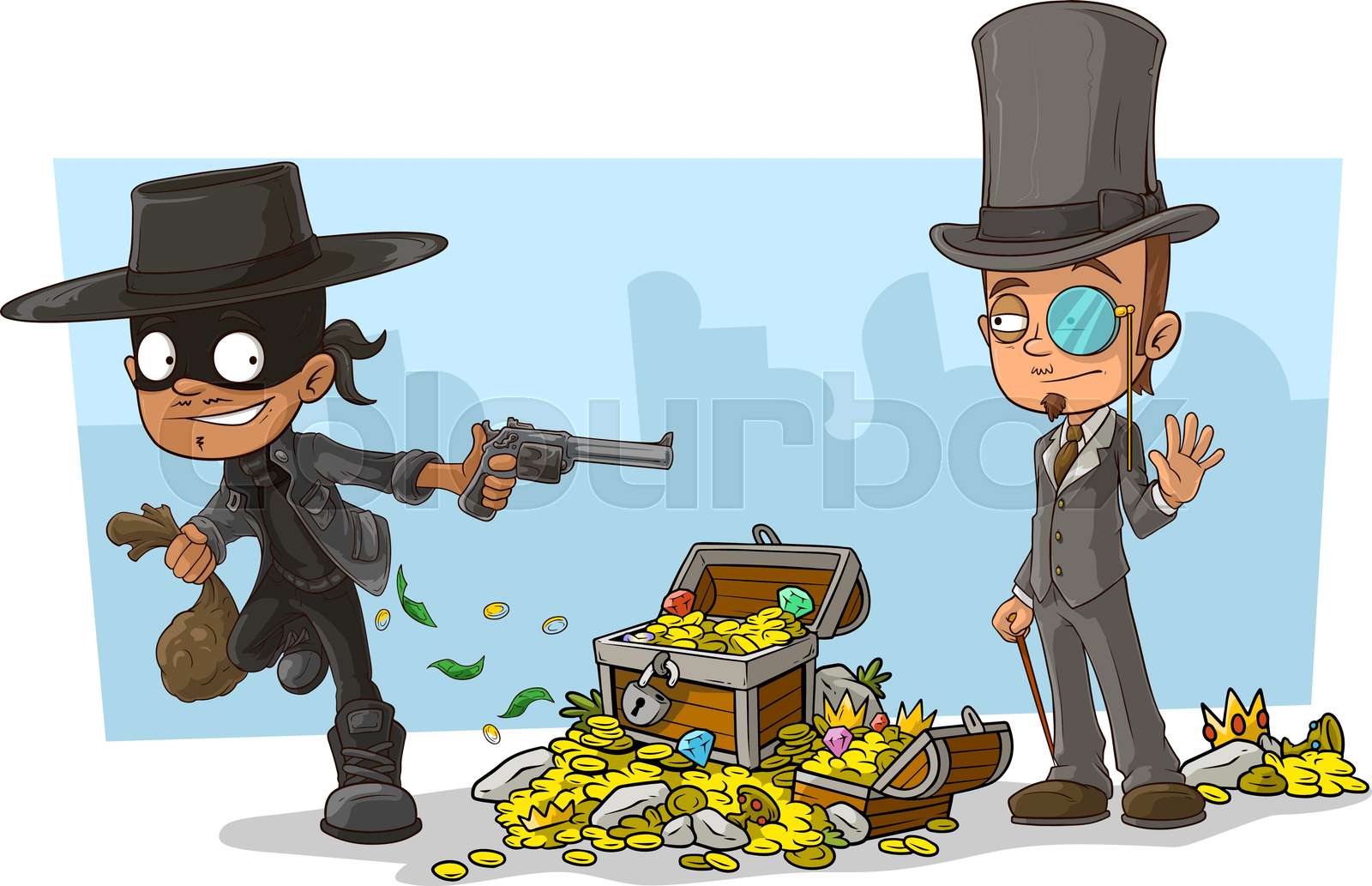 Cartoon robber in mask and intelligent | Stock vector | Colourbox