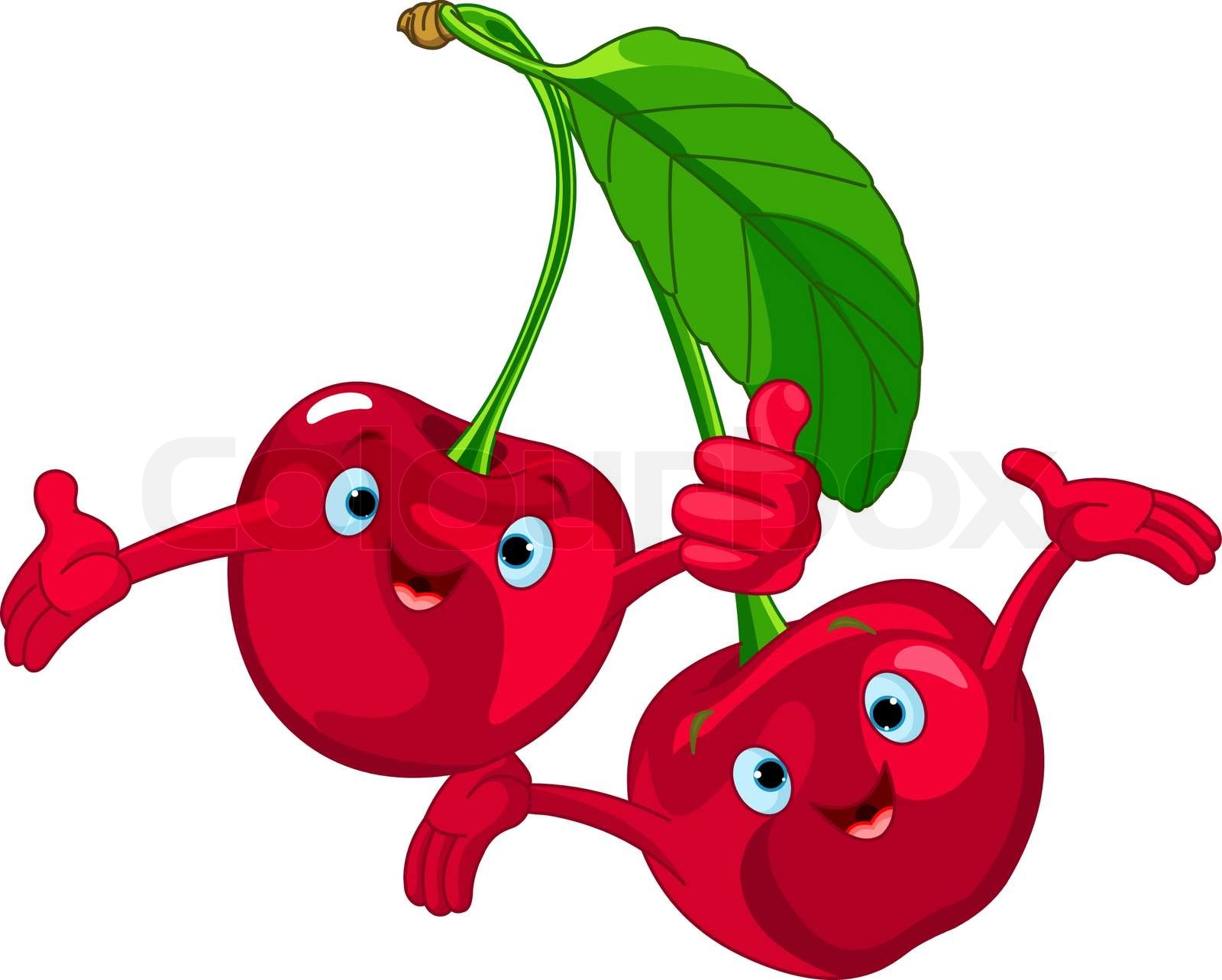 Cheerful Cartoon Cherries character | Stock vector | Colourbox