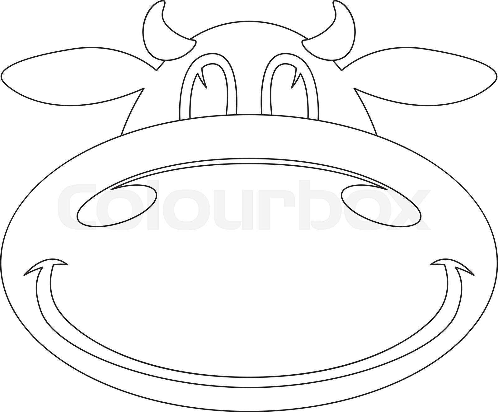 cartoon cow face . lining draw .front view. | Stock vector | Colourbox