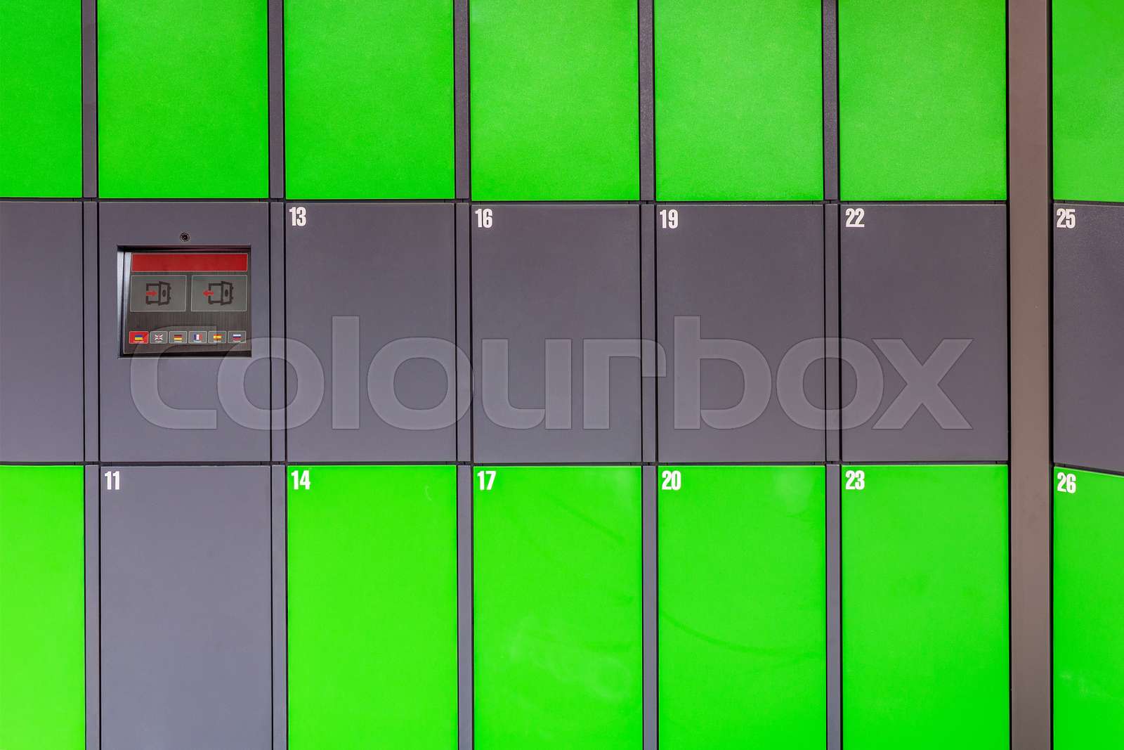 Outdoor green automated public lockers with touchscreen display ...