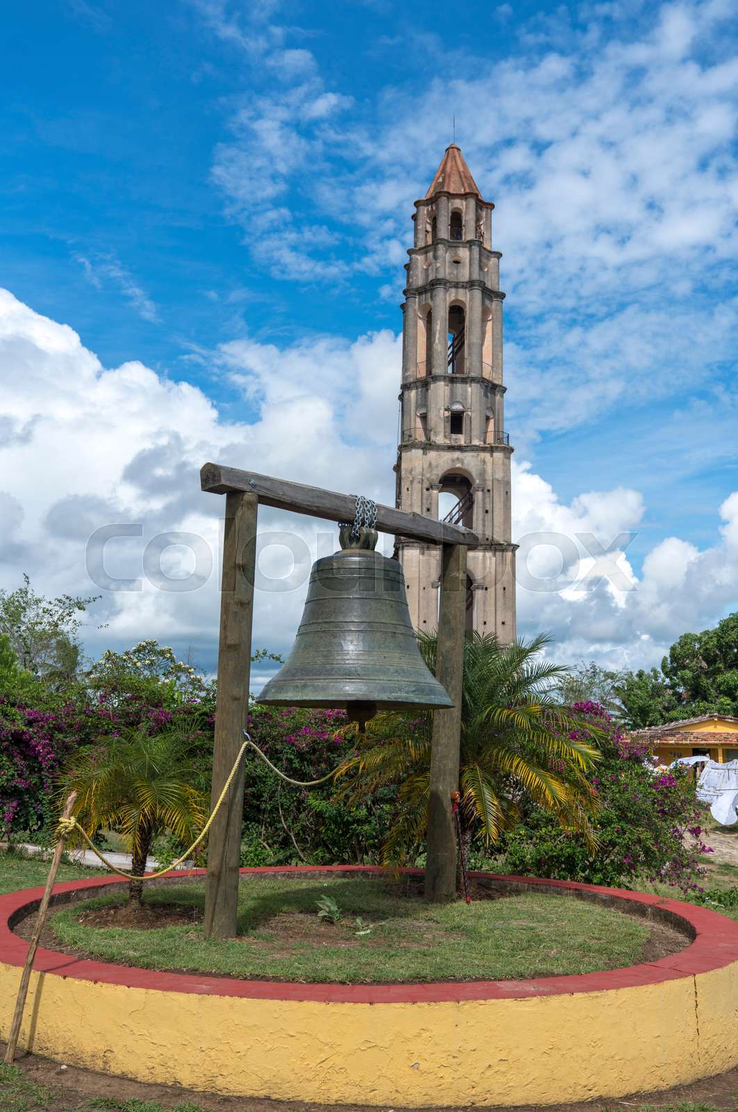 Manaca Iznaga Tower and bell in Valley of the Sugar Mills | Stock image ...