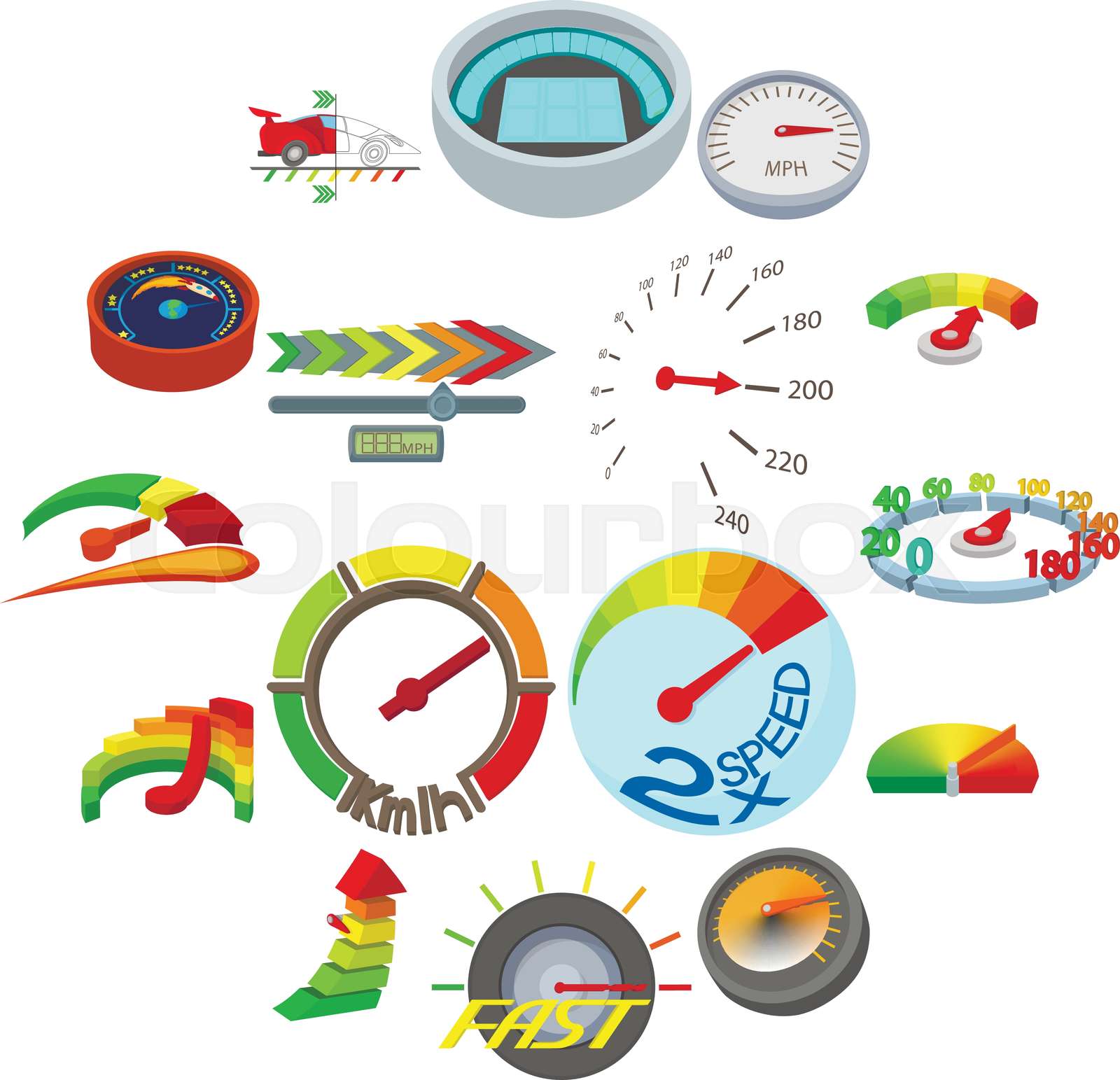 Meter icons set, cartoon style | Stock vector | Colourbox