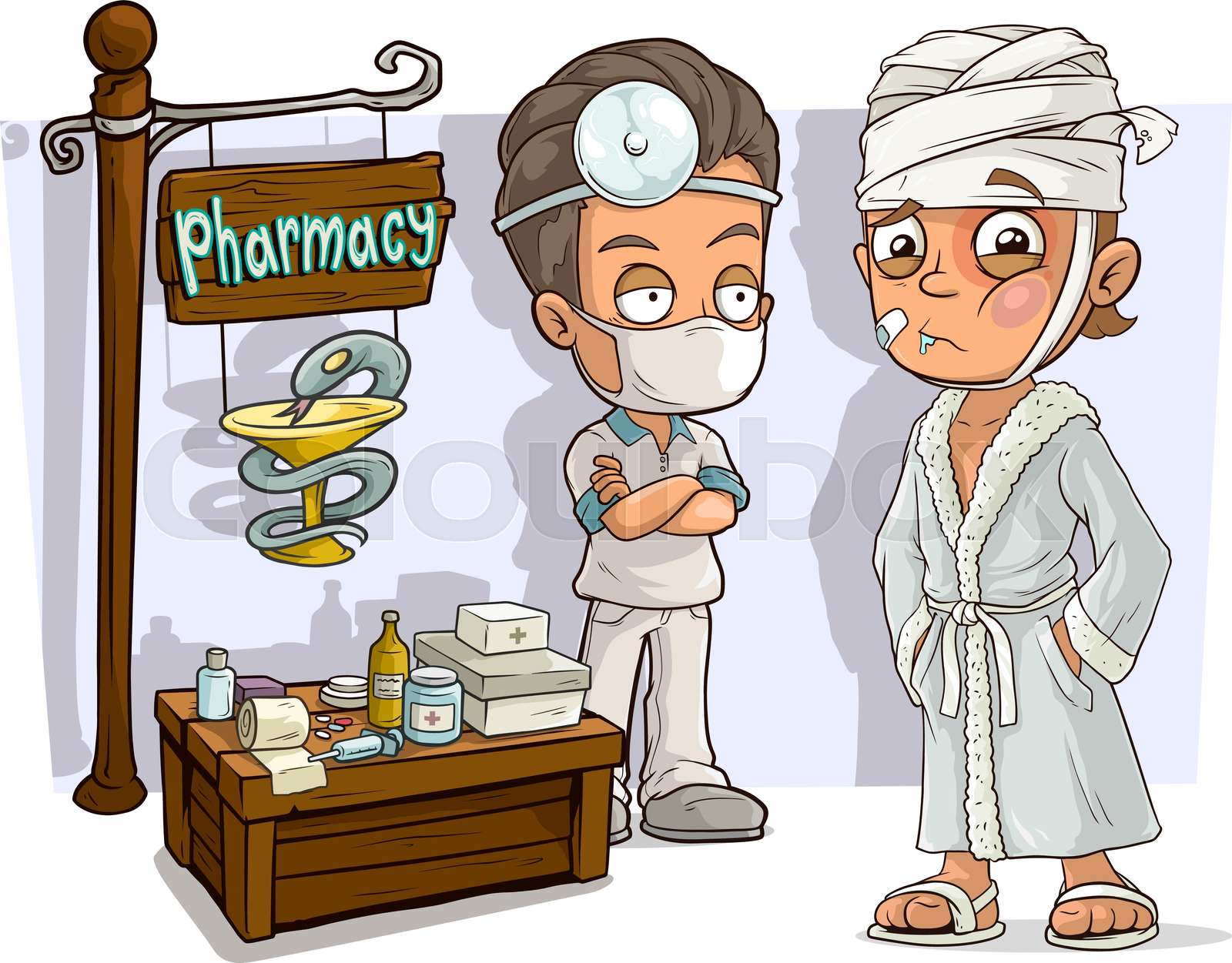 Pharmacist And Patient Cartoon