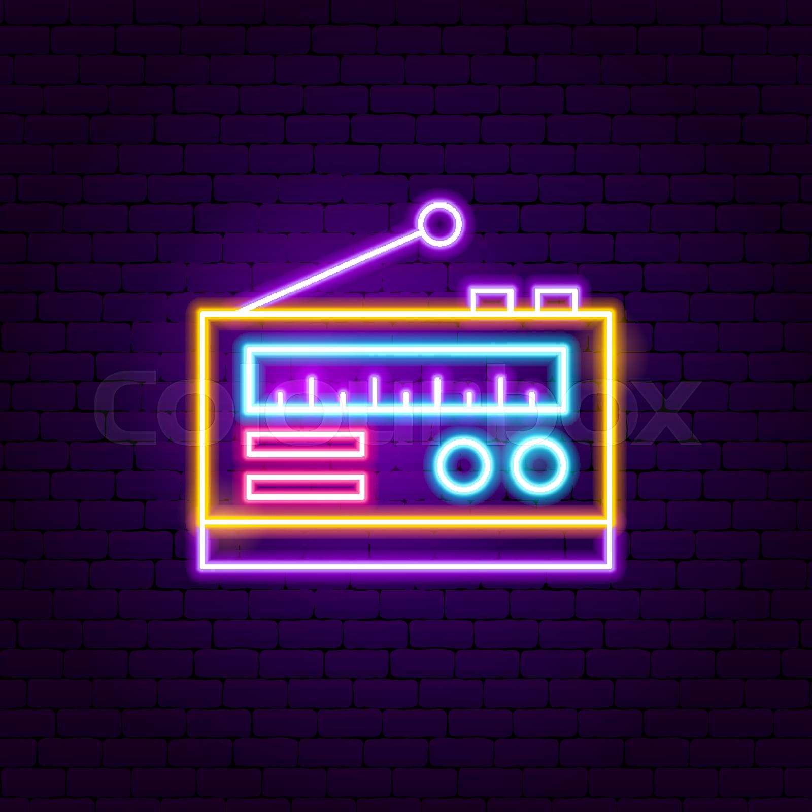 Radio Neon Sign | Stock vector | Colourbox