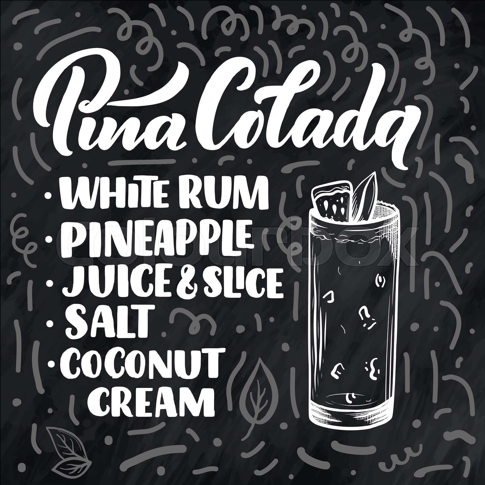 Lettering name of cocktail with glass. Template for card banner and ...