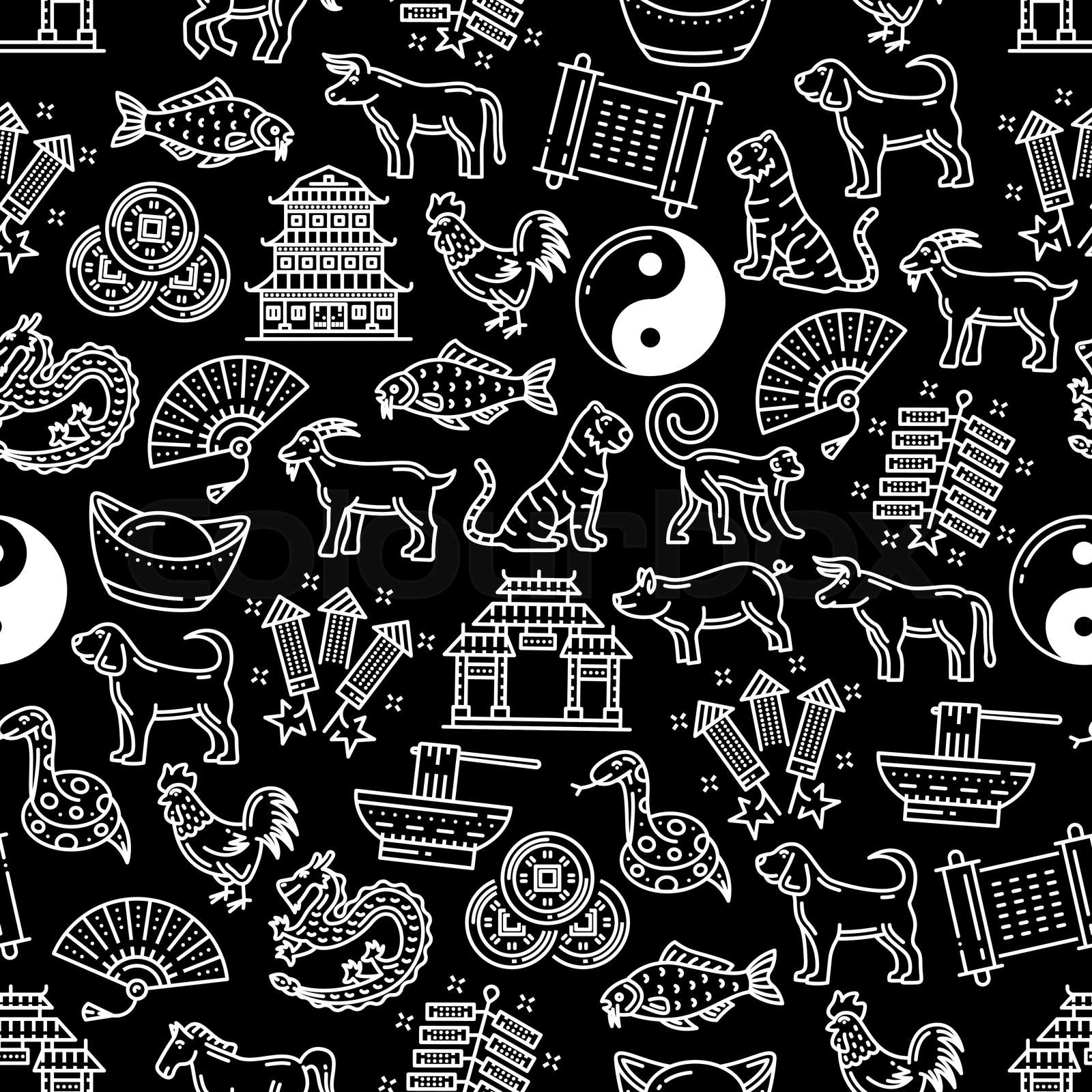 Chinese horoscope seamless vector pattern | Stock vector | Colourbox
