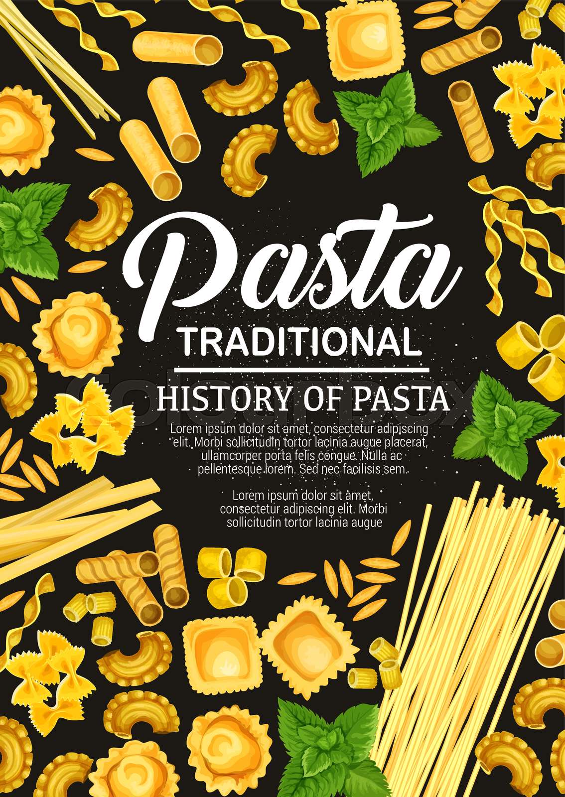 Italian pasta cooking poster, vector cover | Stock vector | Colourbox