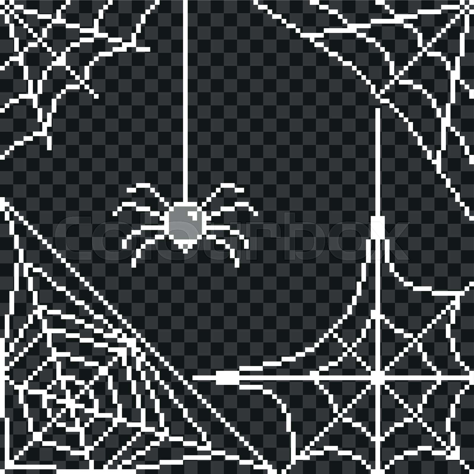 Pixel spider web frame detailed illustration isolated vector | Stock ...