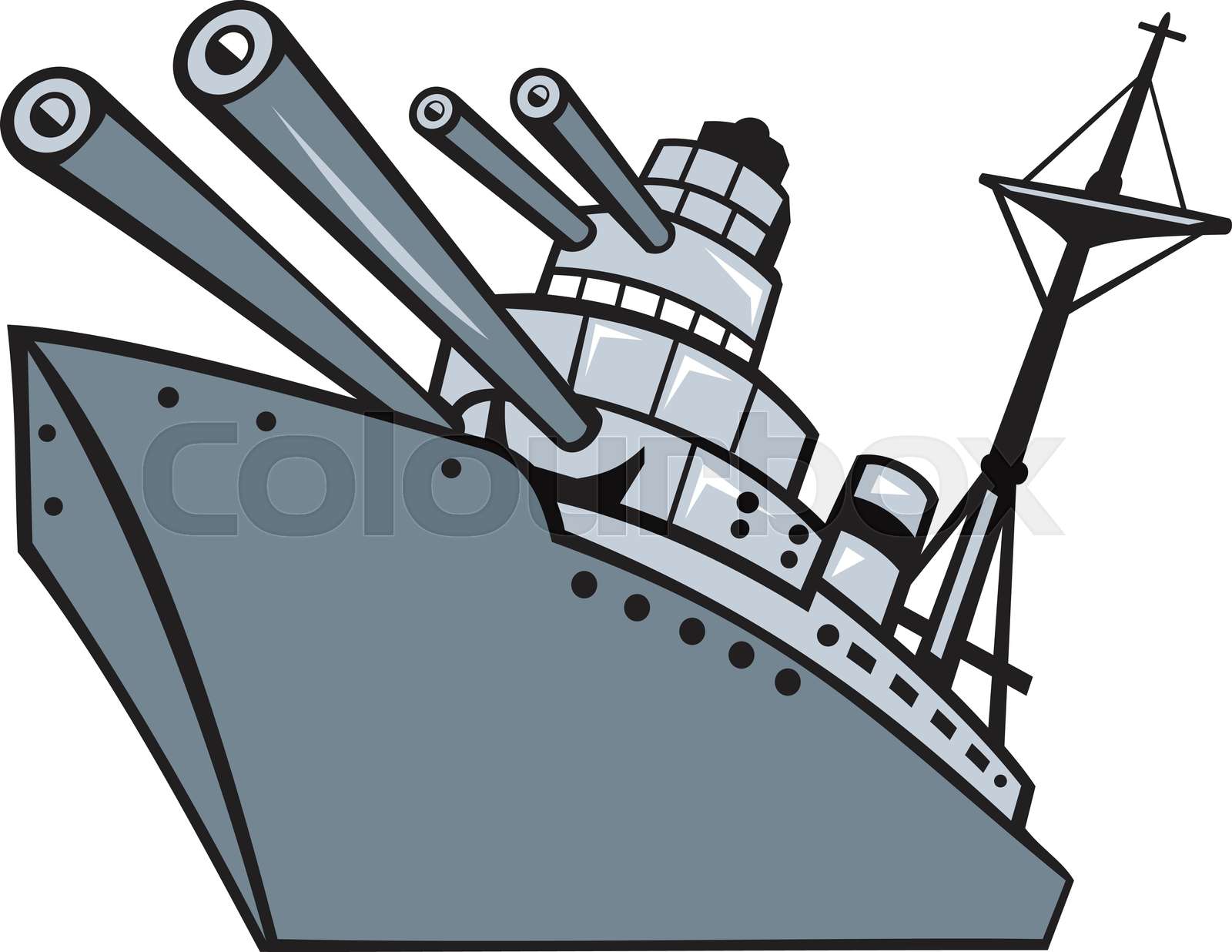 Cartoon Battleship With Big Guns | Stock vector | Colourbox