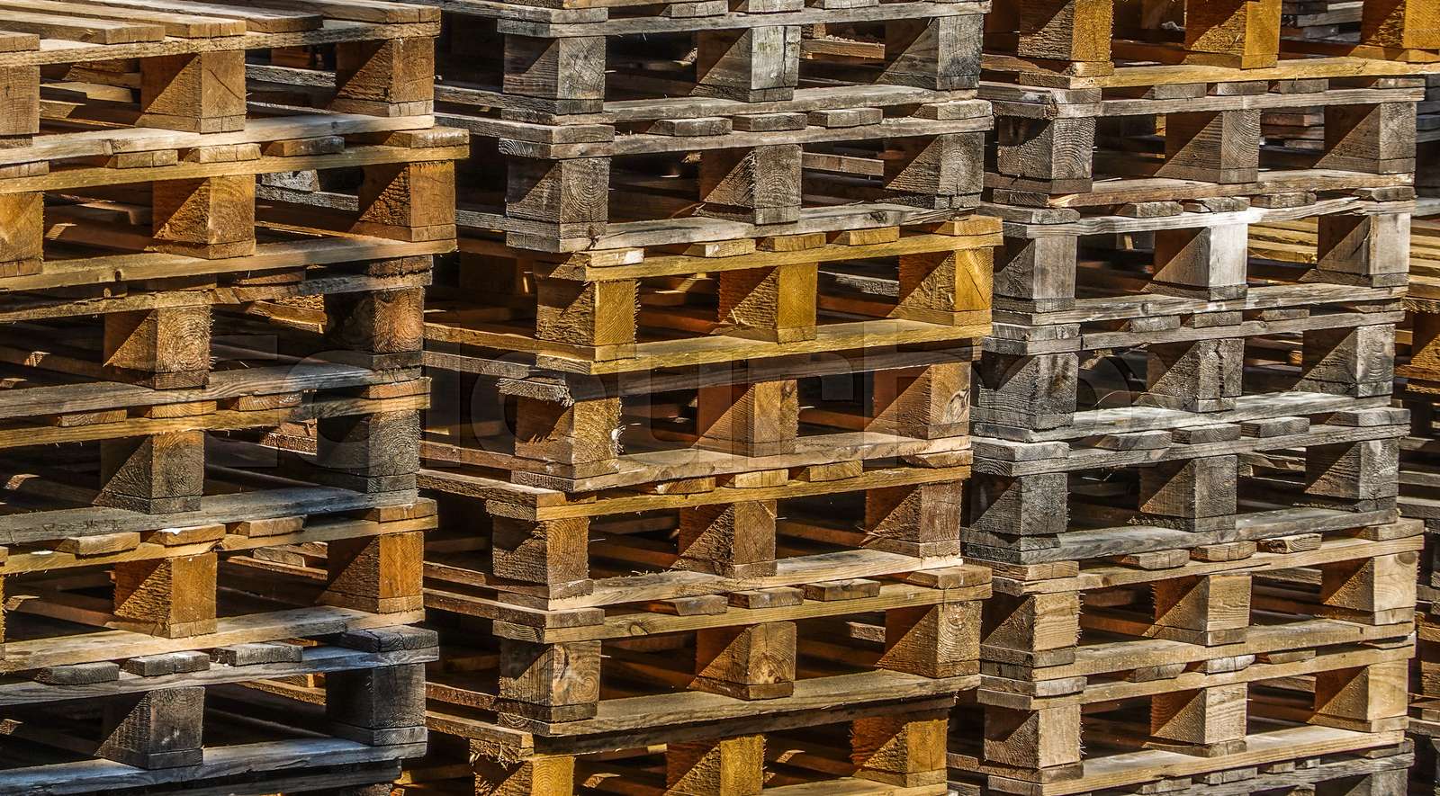 Abstract pick-up of stacked wooden pallets | Stock image | Colourbox
