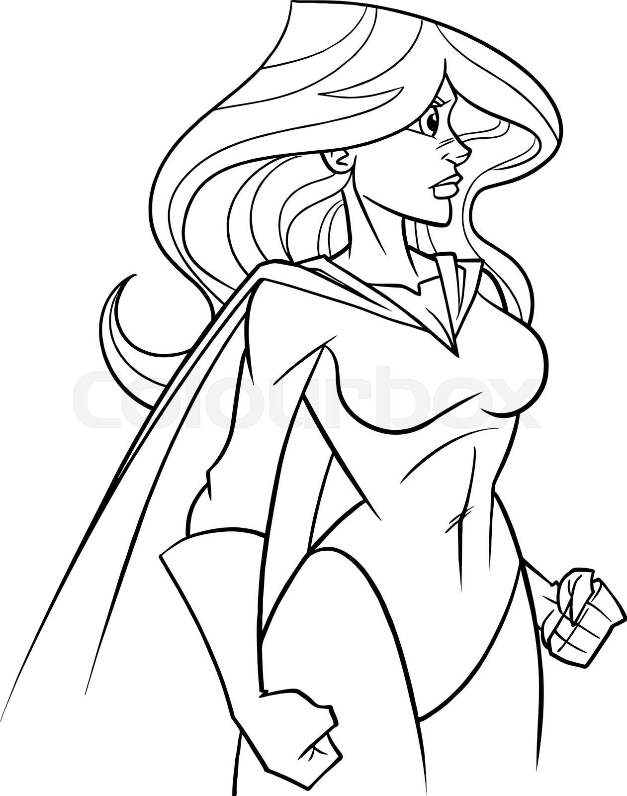 Superheroine Side Profile Line Art | Stock vector | Colourbox