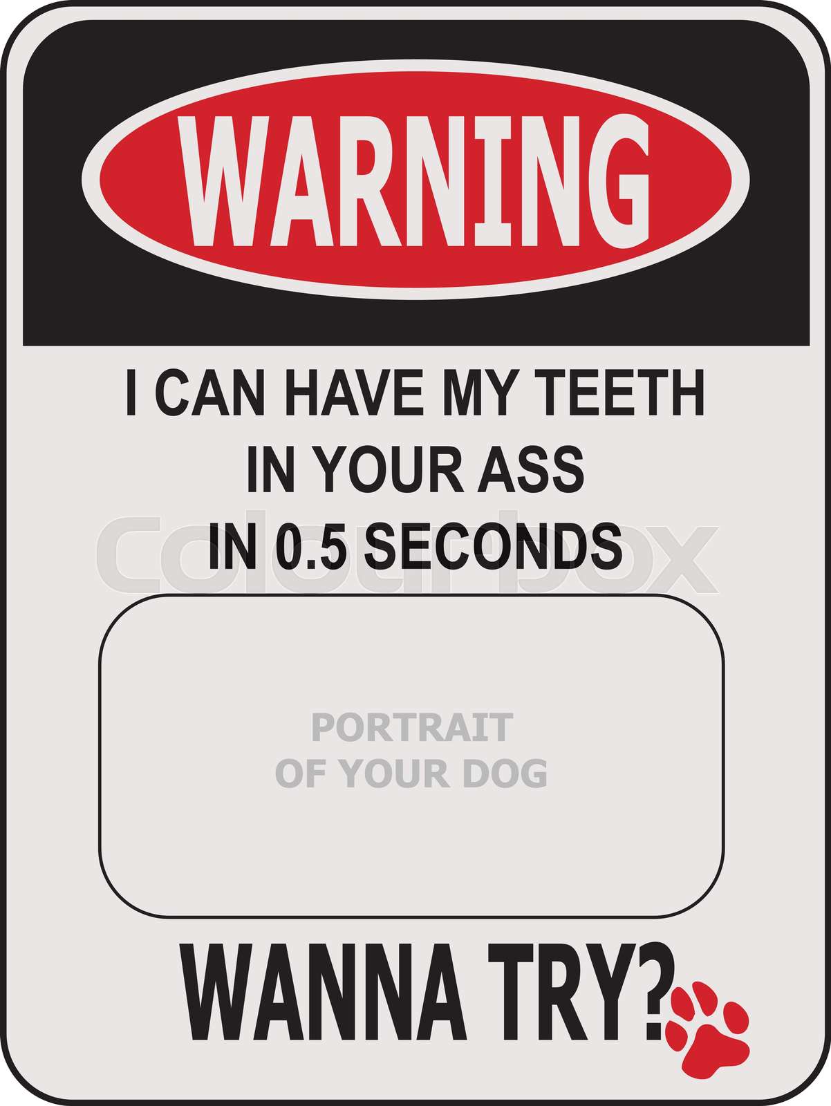 Hilarious warning - angry dog | Stock vector | Colourbox