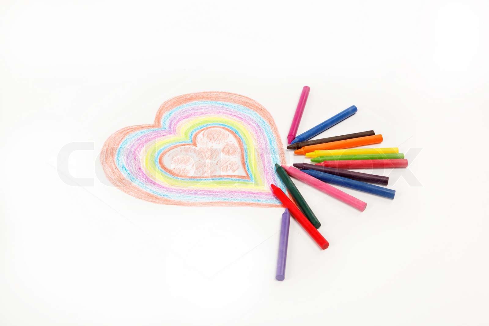 Heart drawn with crayons | Stock image | Colourbox