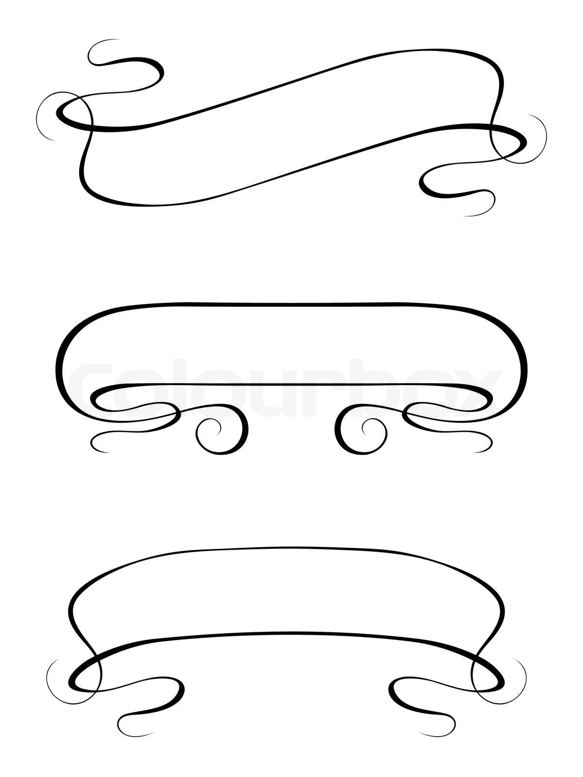 Vector calligraphy ribbon frame banner set | Stock vector | Colourbox